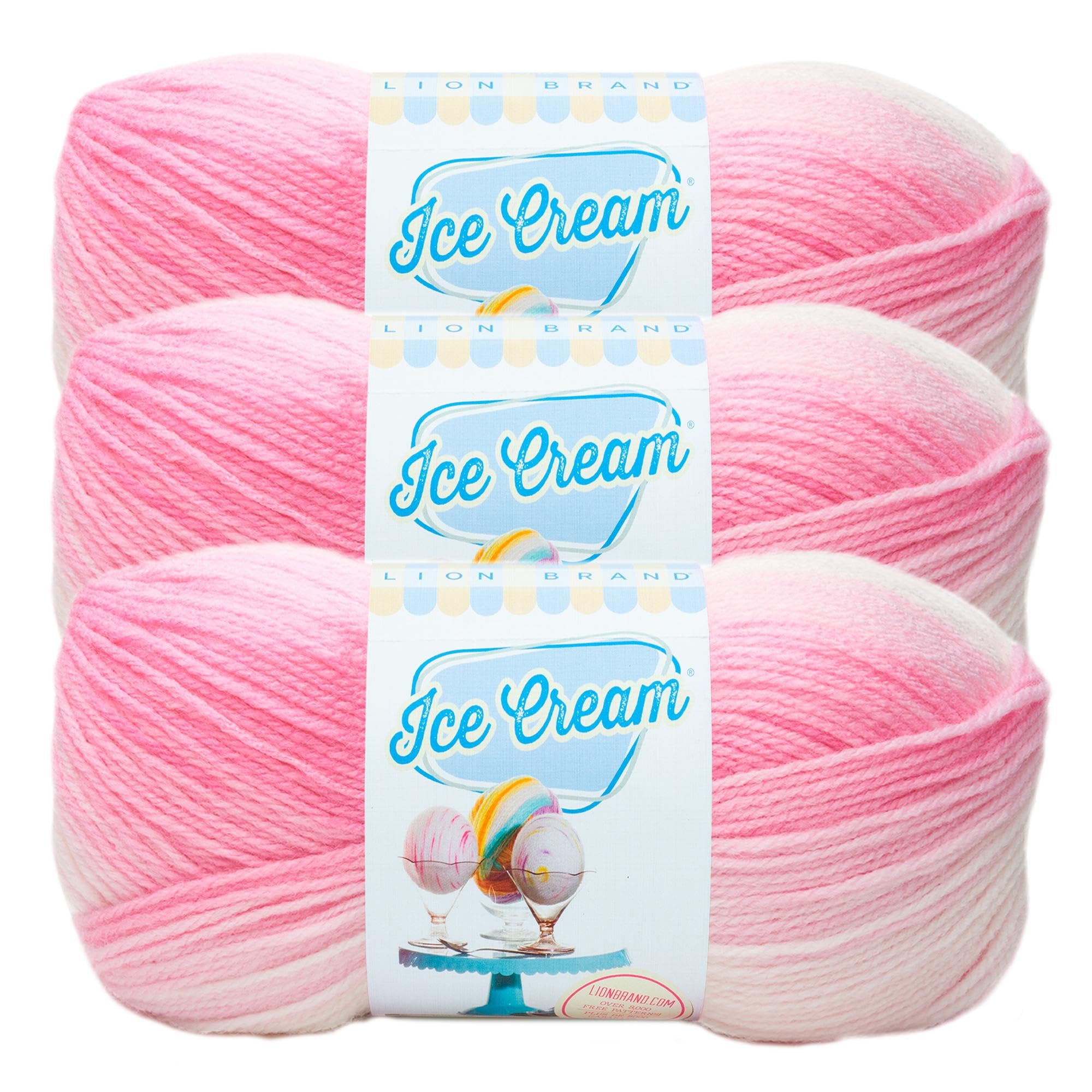 Amazon.com: (3 Pack) Lion Brand Yarn ice Cream Baby Yarn, Strawberry
