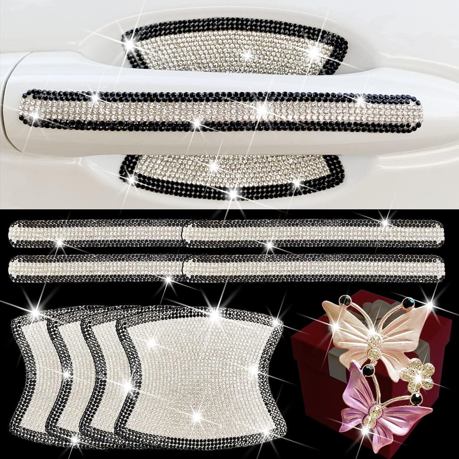 Amazon.com: Rhinestone Car Door Handle Stickers for Women Men, 8 Pcs ...