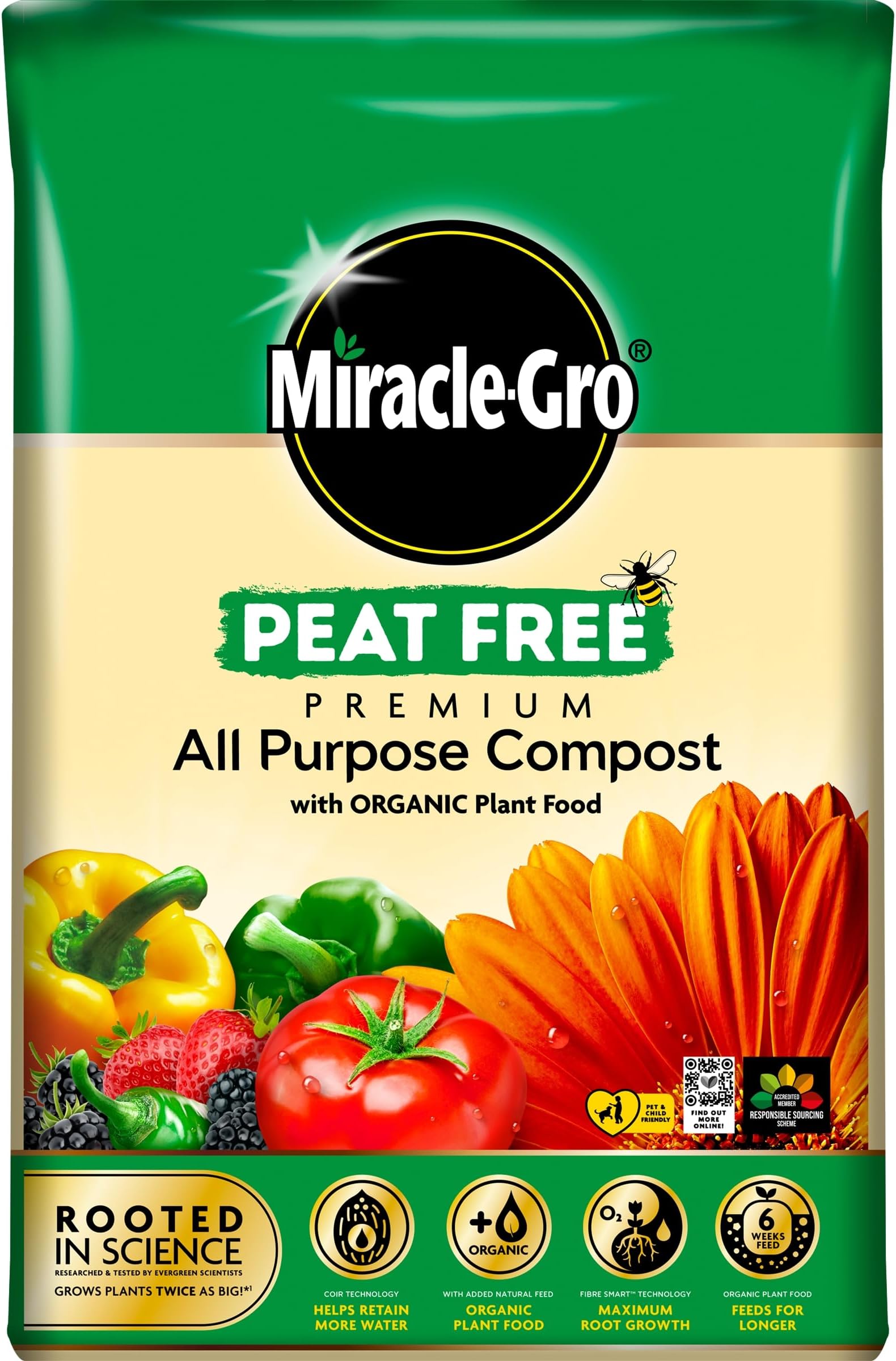 Miracle-Gro All Purpose Enriched Compost 40L x 2 Bags : Amazon.co.uk ...