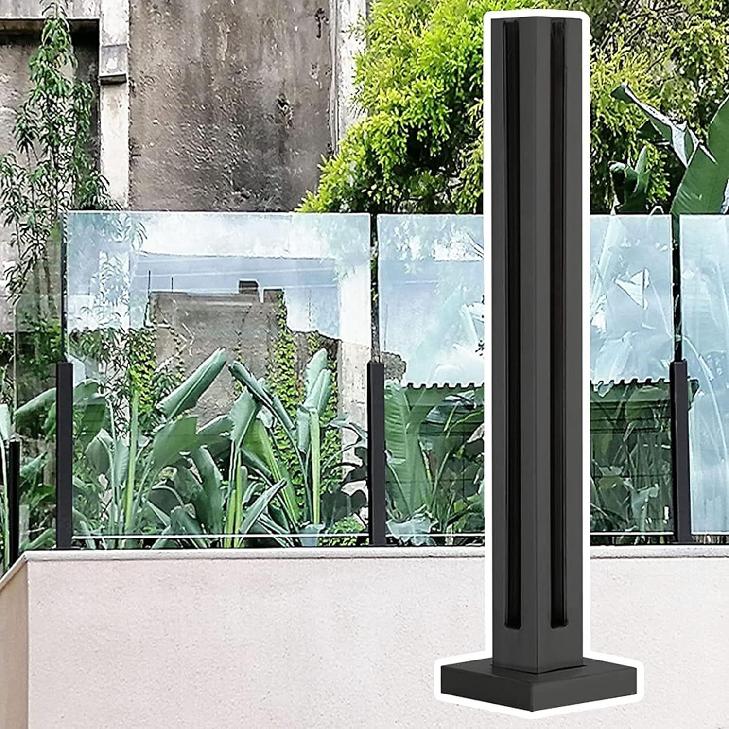 Black Glass Railing Post, 304 Stainless-Steel Deck Railing System Glass ...