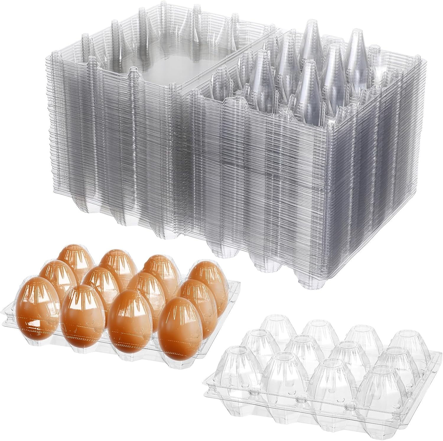 Amazon.com: 50 Packs Plastic Egg Cartons Bulk, Empty Clear Plastic Egg ...