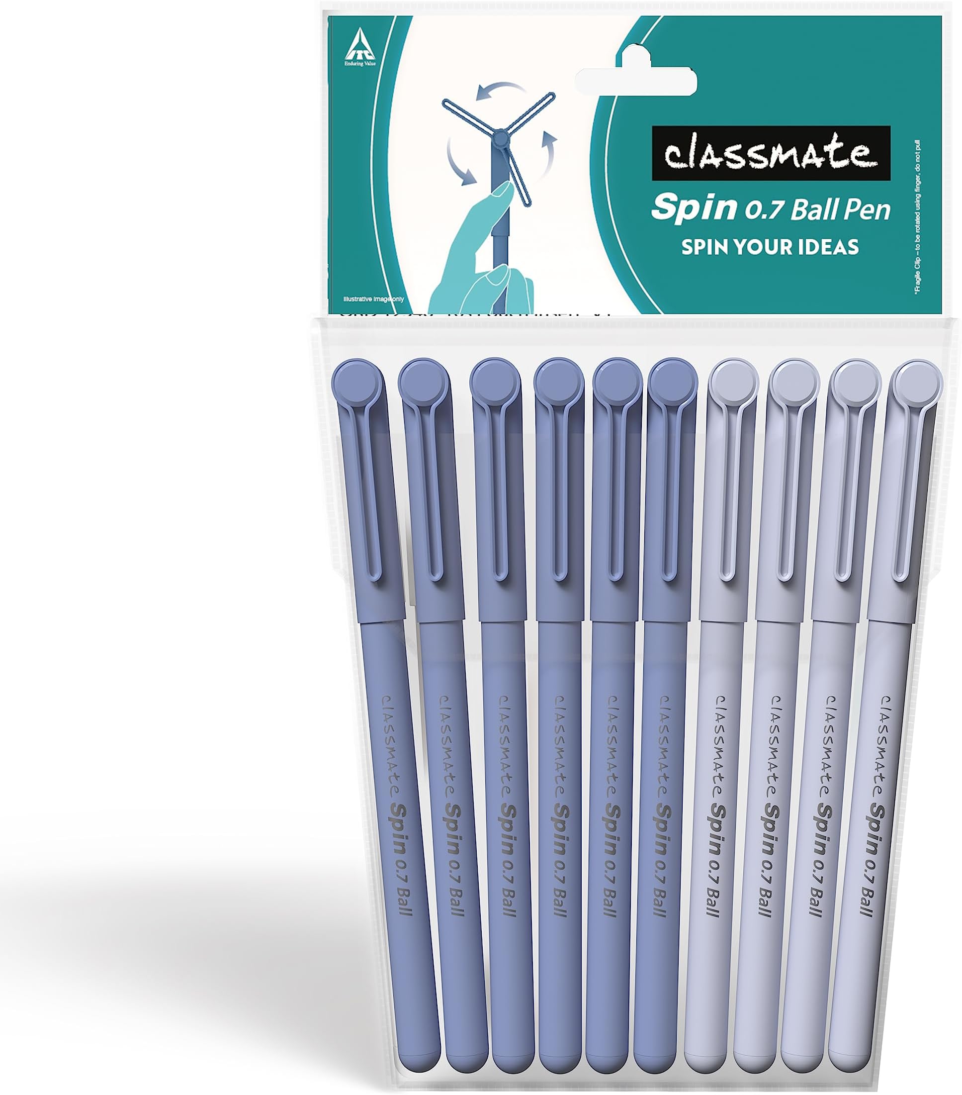 Classmate Spin Ball Pen- Blue (Pack of 10)|Attractive Pastel Shades for ...