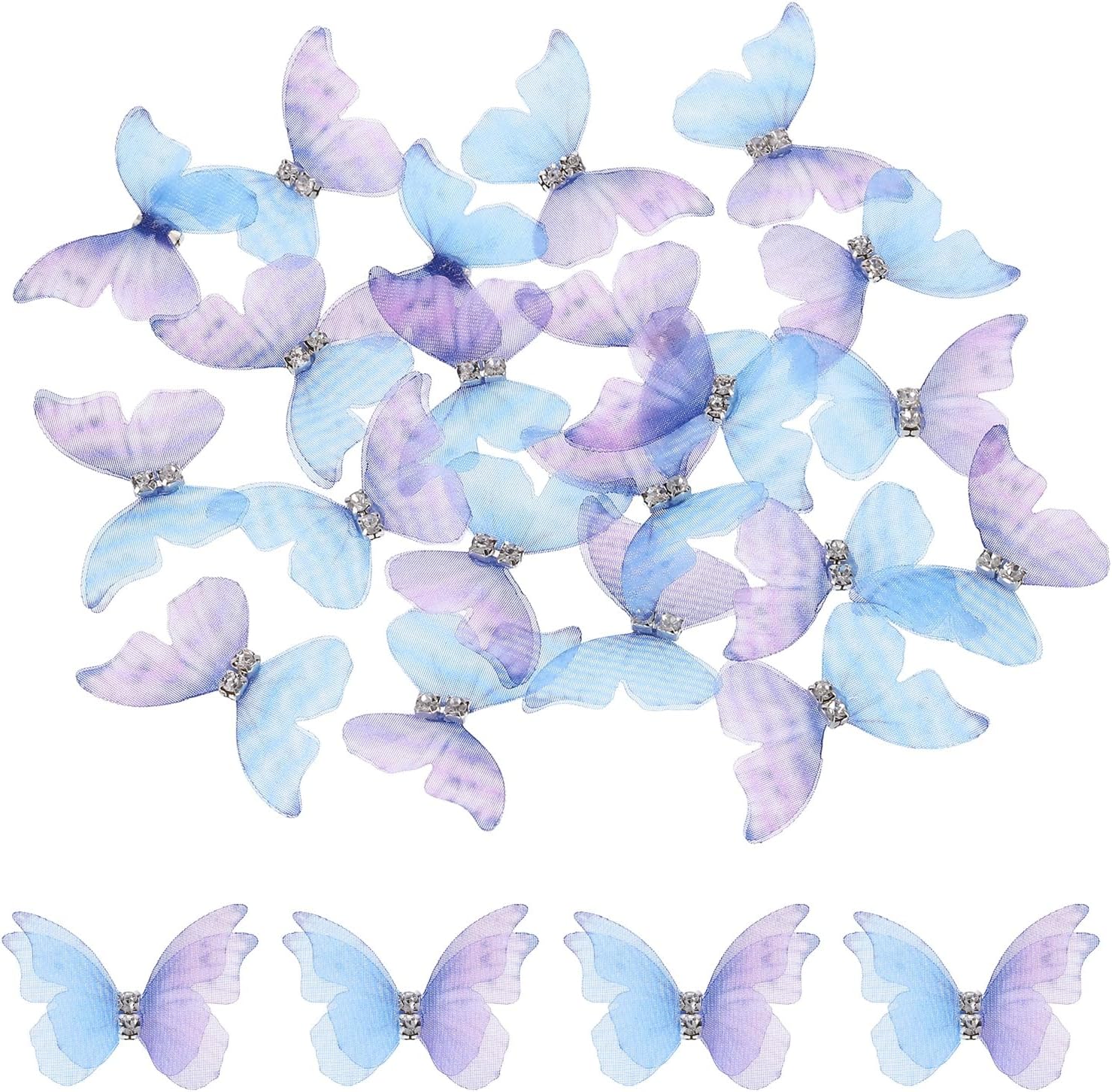 Amazon.com: uxcell 20Pcs Sheer Mesh Butterfly Appliques, 30mm Two ...