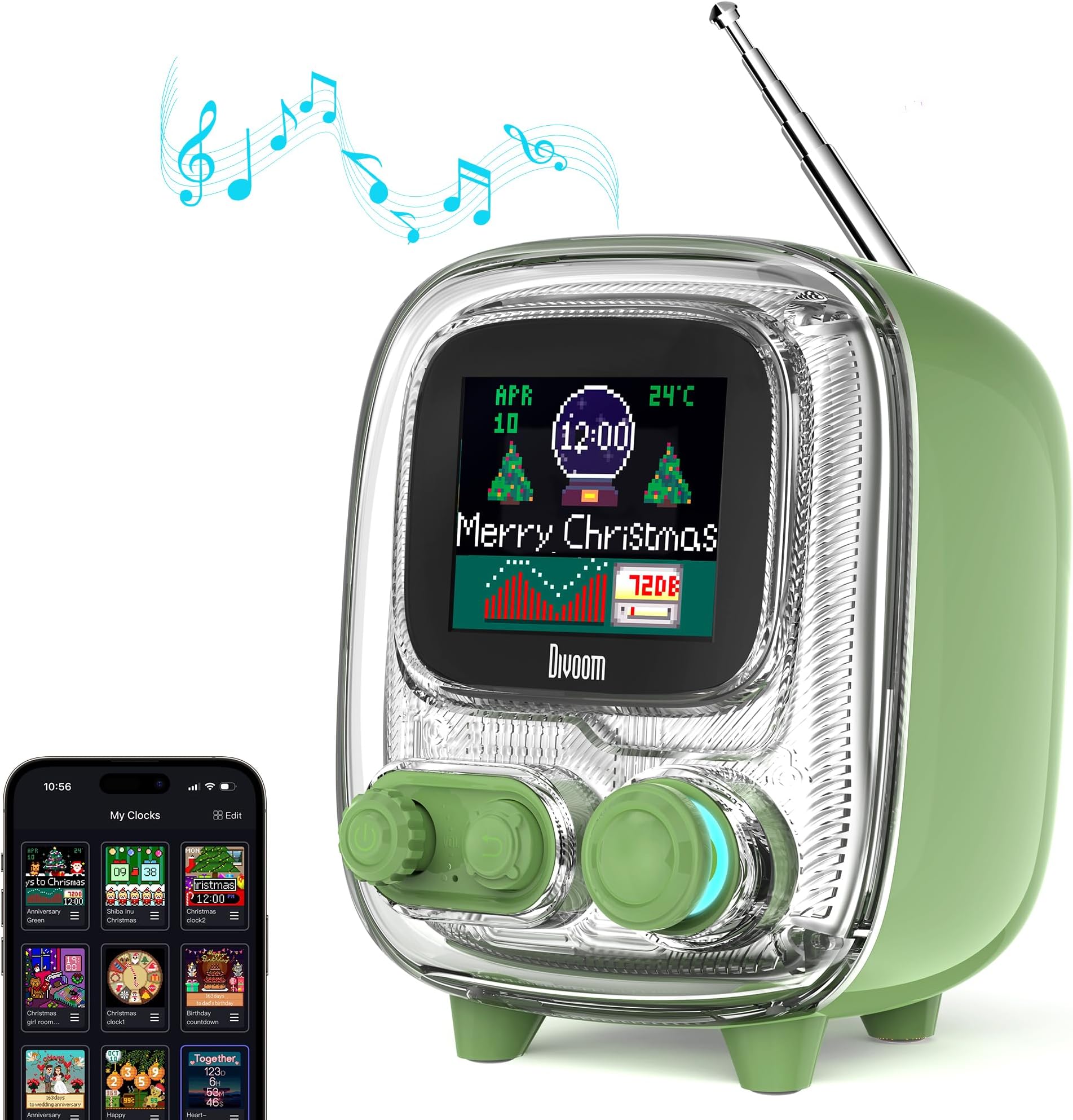 Amazon.com: Divoom Tiivoo-2 Portable Bluetooth Speaker with FM Radio ...