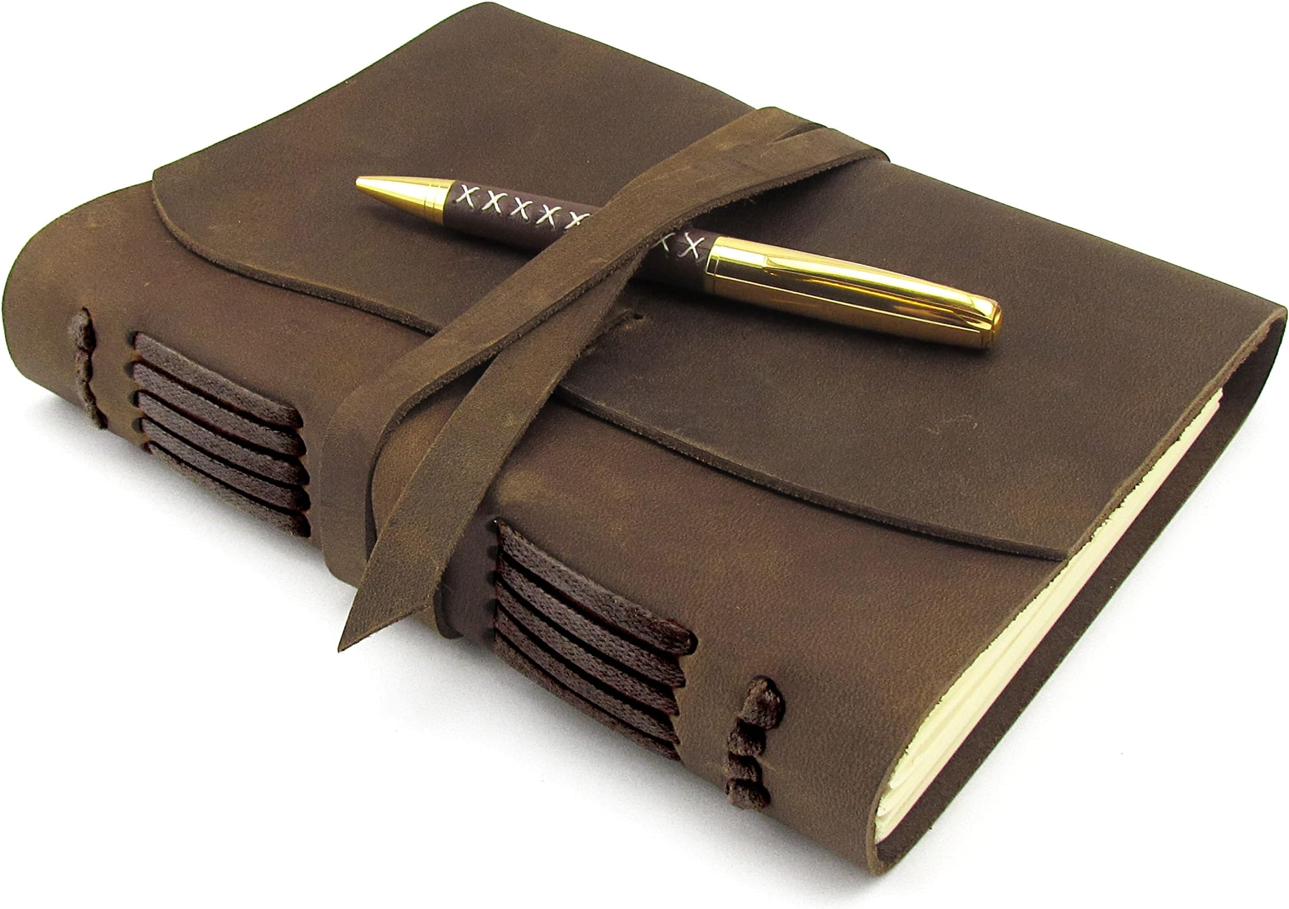 KomalC Handmade Leather Journal/Writing Notebook Diary/Bound Daily ...