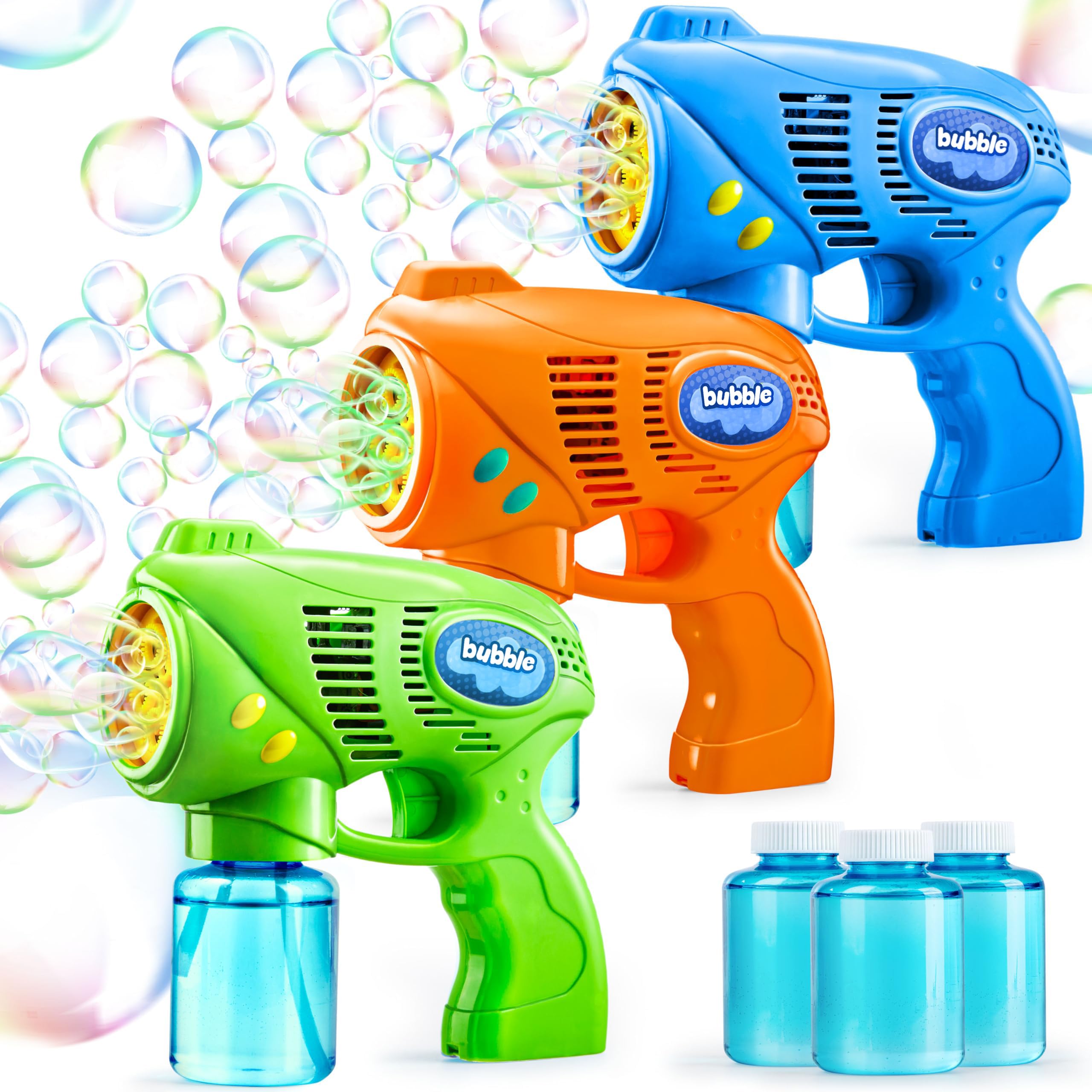 Amazon.com: JOYIN 3 Bubble Guns Kit with 3 Solutions for Kids, Bubble ...