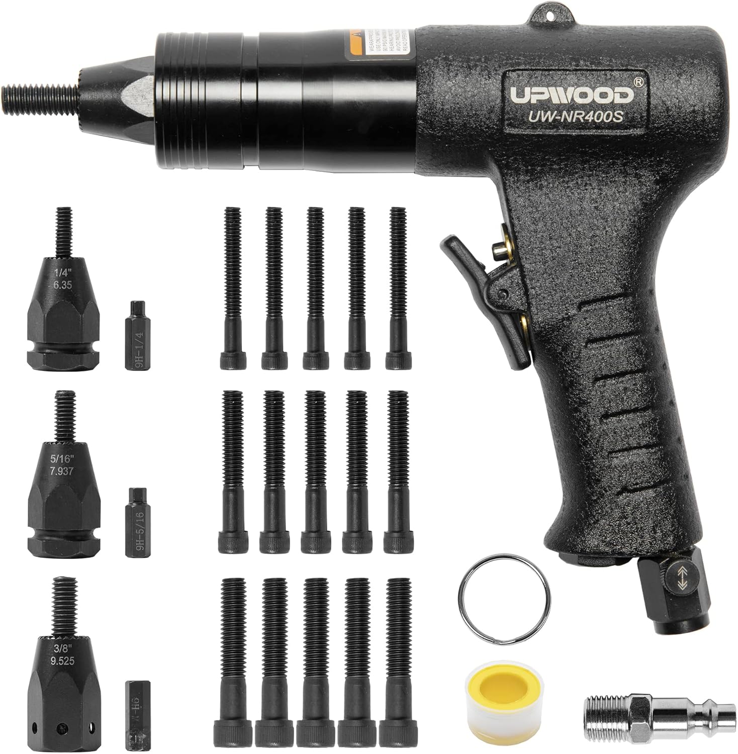 Amazon.com: Pneumatic Rivet Nut Gun with 1/4-20, 5/16-18 & 3/8-16 Nose ...
