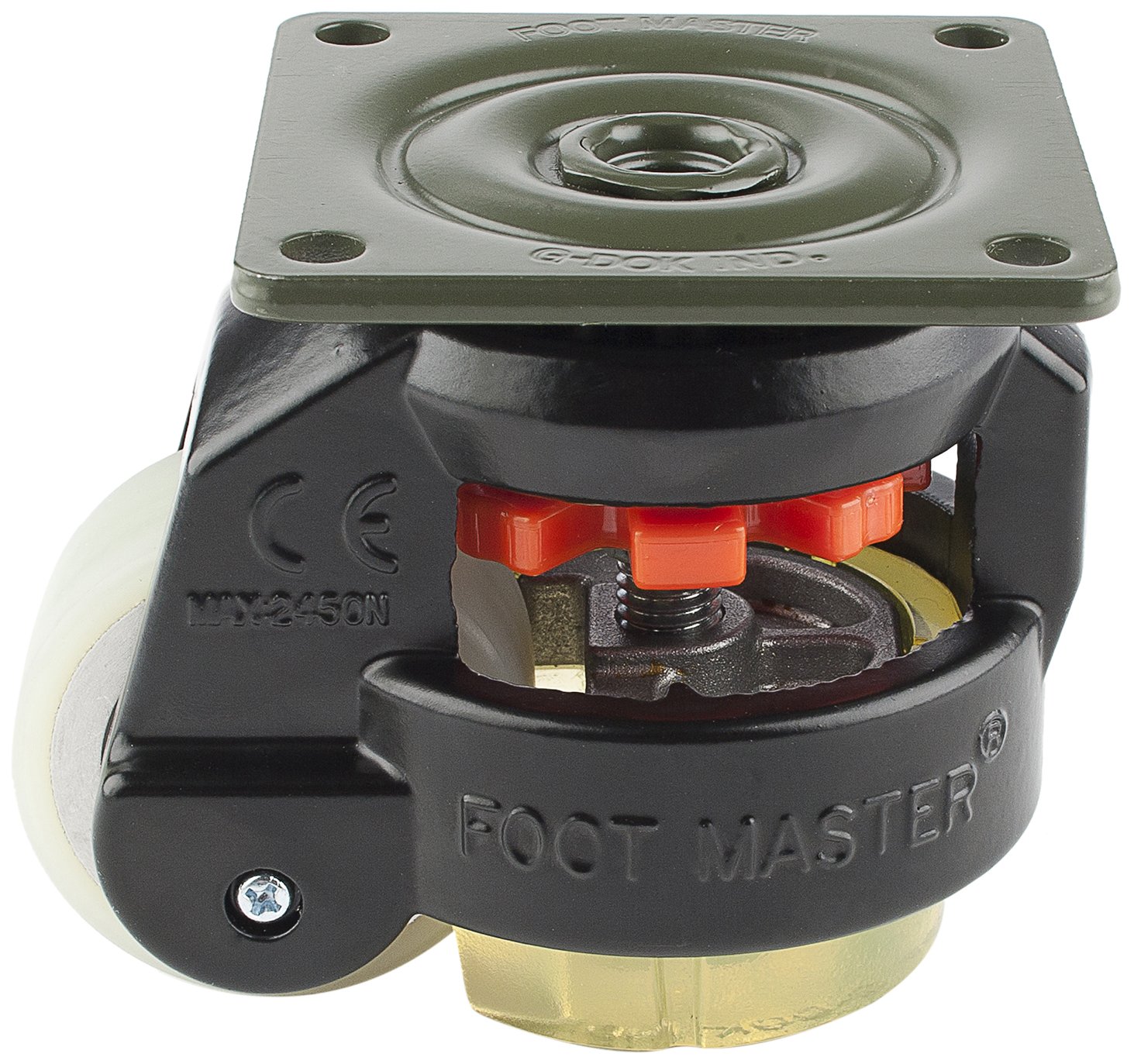 FOOTMASTER GD-60F-BLK-U Urethane Wheel and Pad Leveling Caster, 550 lbs ...
