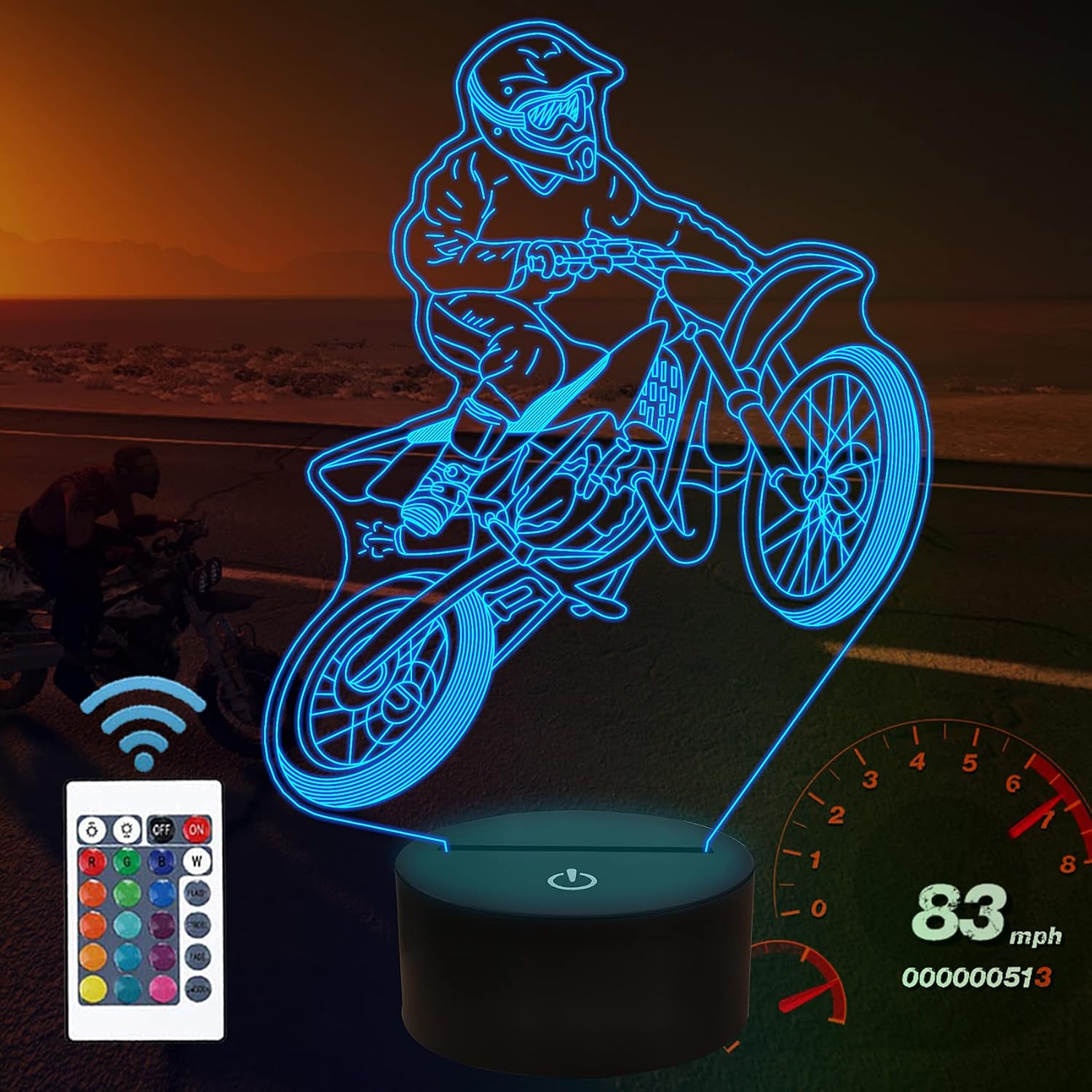 Lightzz Dirt Bike Gifts for Boys, Motocross 3D Night Light Illusion ...