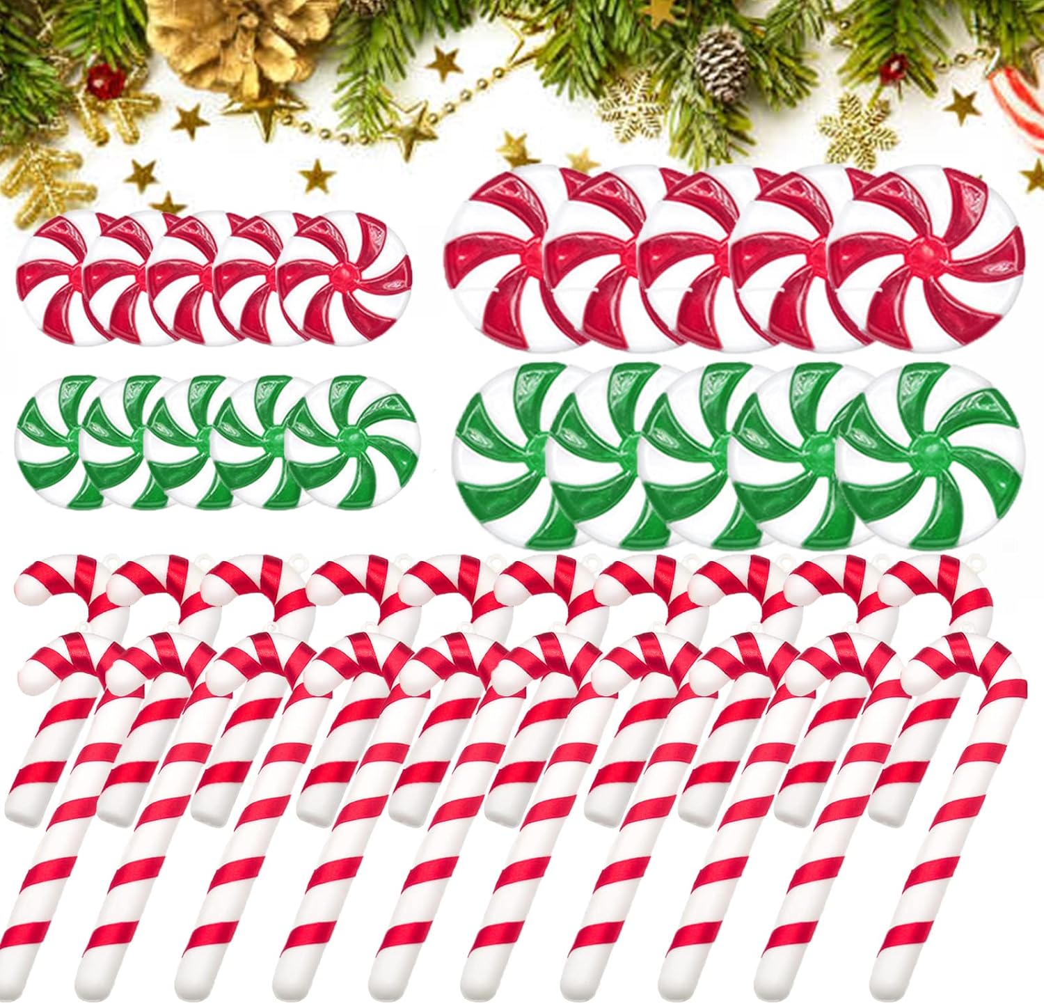 Amazon.com: 40PCS Candy Cane Christmas Tree Decorations Red and Green ...