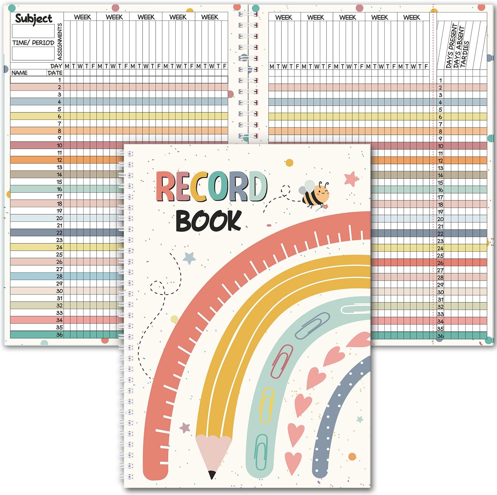 Amazon.com : Fuyoooo Teacher Record Book Teacher Grade Book Spiral ...