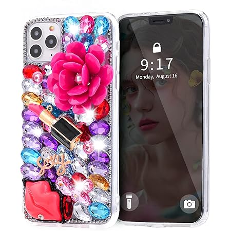 Amazon.com: Bonitec Compatible with iPhone 12 Case 3D Glitter Sparkle ...