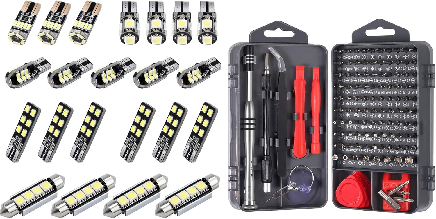 Amazon.com: Justech 22PCs Can-Bus Error Free LED Car Interior Light Kit ...