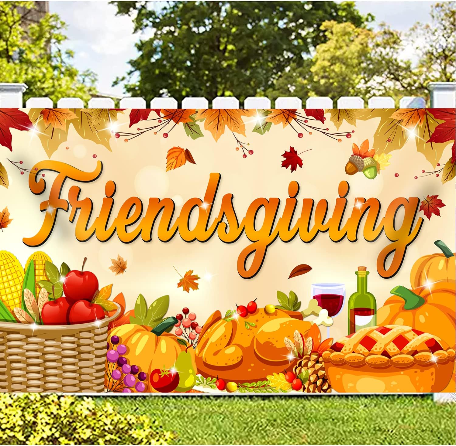 Amazon.com: HOWAF Happy Friendsgiving Backdrop Banner, Large Fabric ...