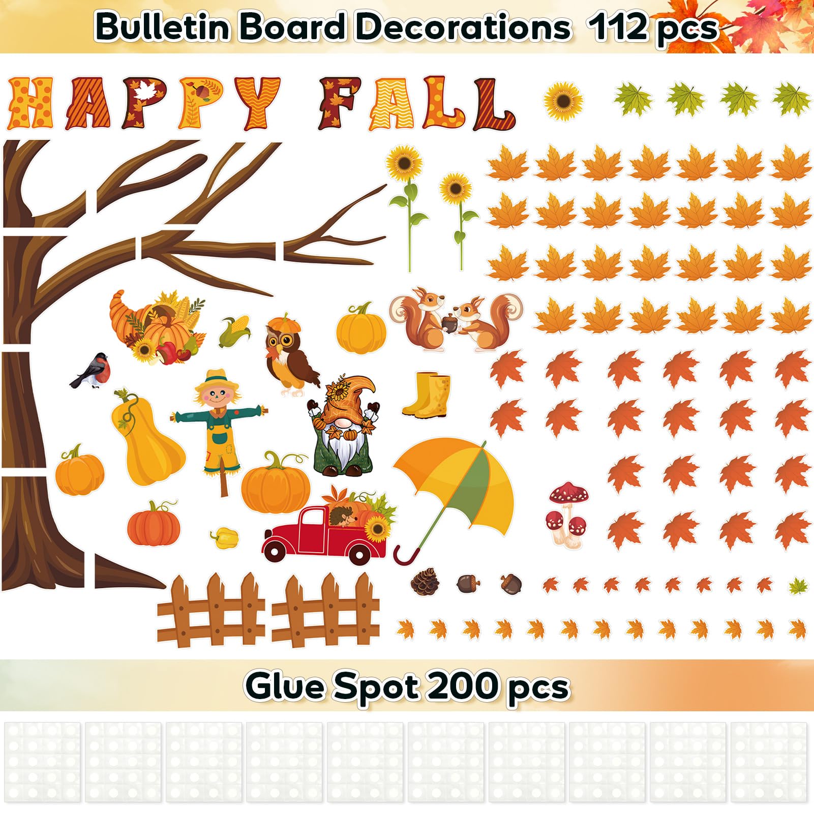 Snapklik.com : Catephe Fall Bulletin Board Decorations, 112 Pcs Fall ...