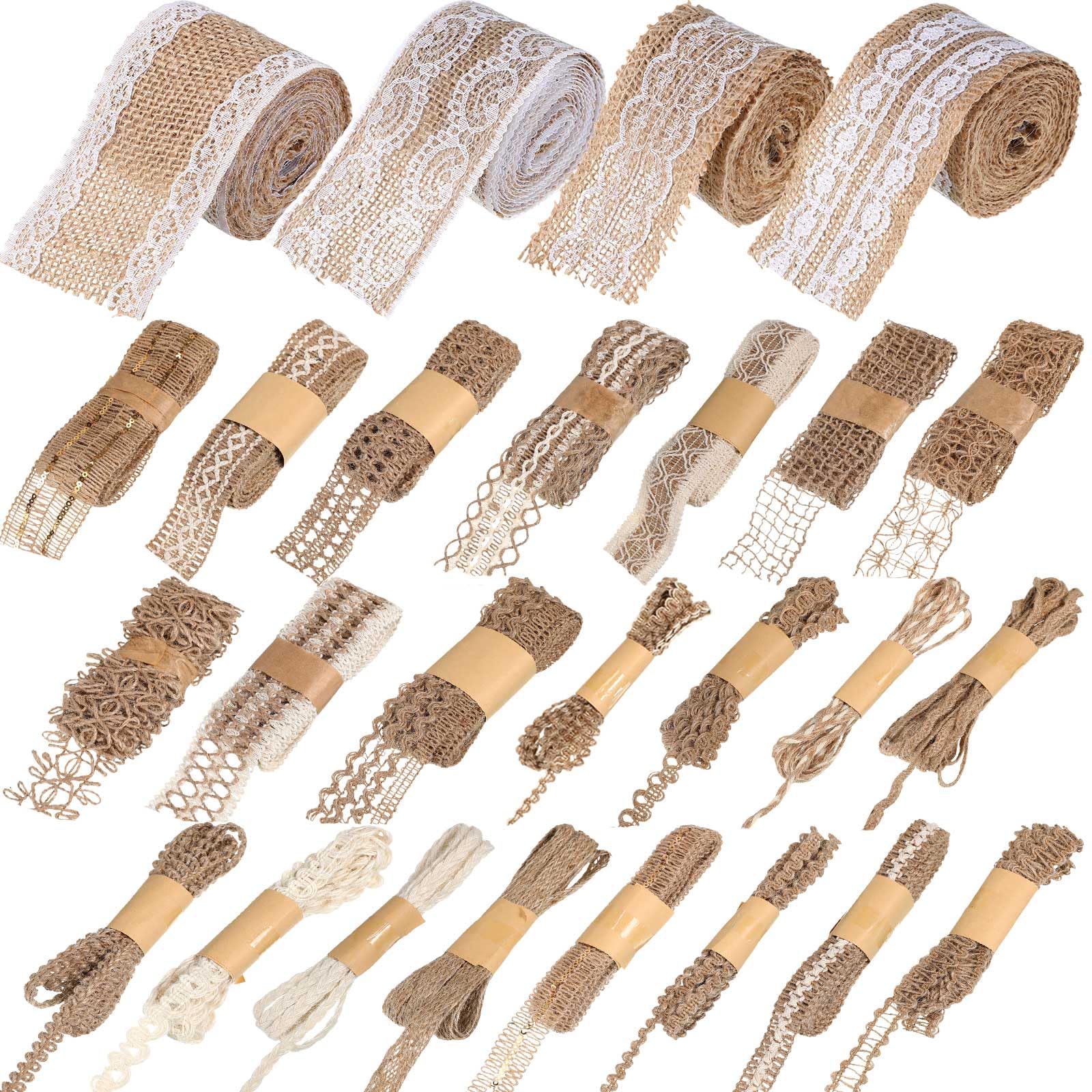 Amazon.com: SmoothNovelty 26 Rolls Burlap Ribbons Jute Ribbons Rustic ...