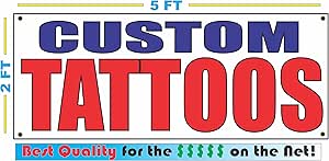 Amazon.com : Custom Tattoos 2x5 Banner Sign : Office Products
