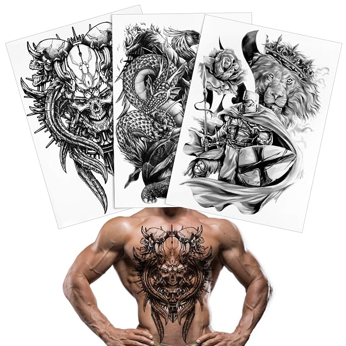 Buy Full Back Temporary Tattoos For Men Women 3 Sheets, 18.8x13.3 inch ...