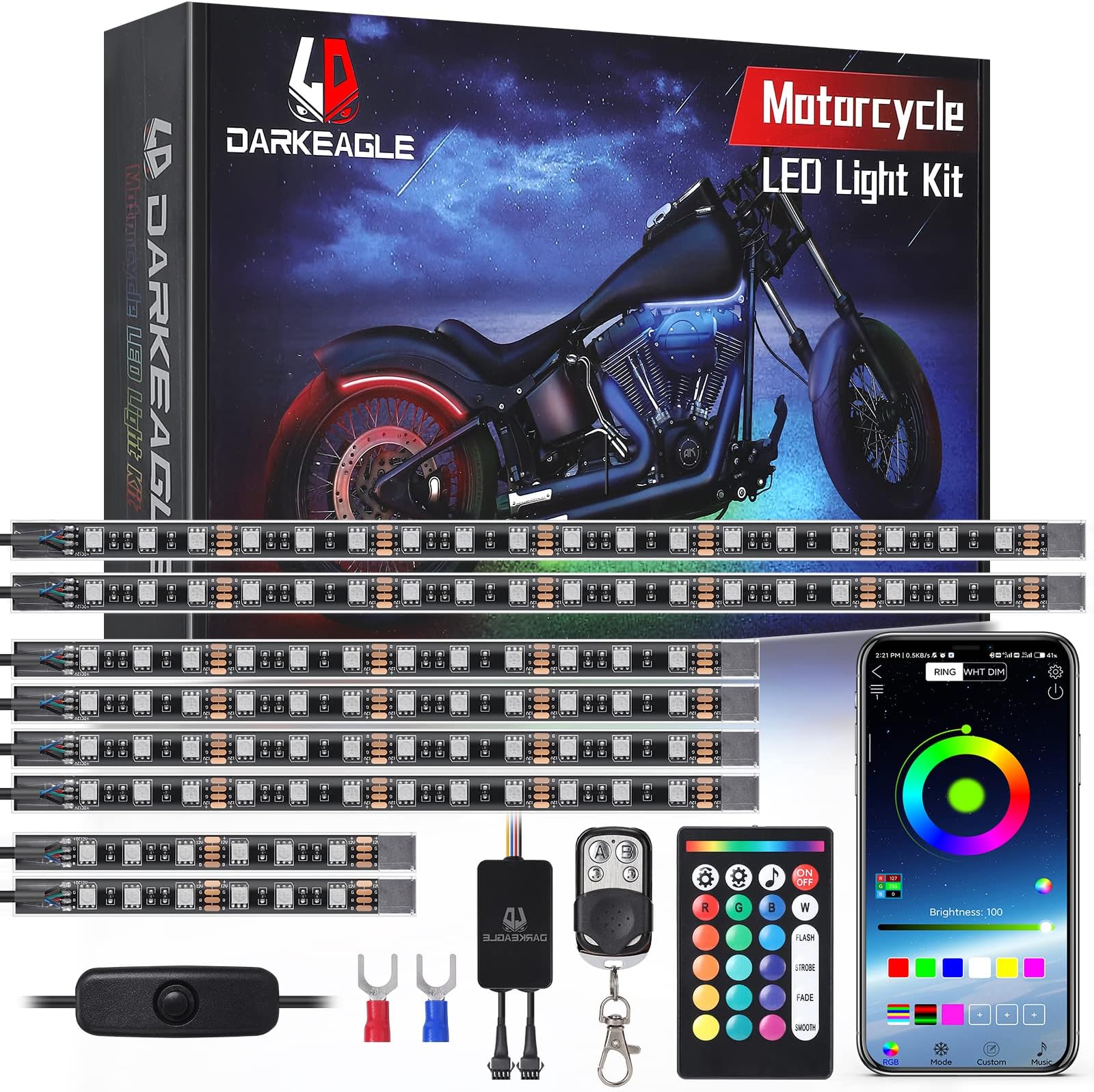 Amazon.com: 12PC RGB Motorcycle LED Underglow Light Kit with APP ...