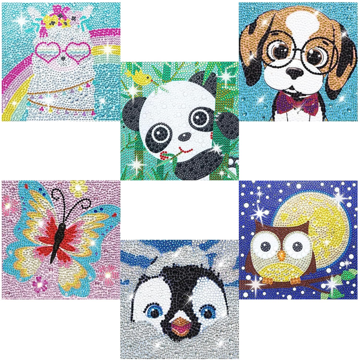 Amazon.com: AREOPNMG 6 Pack 5D Diamond Painting Kits,DIY Cute Animals ...