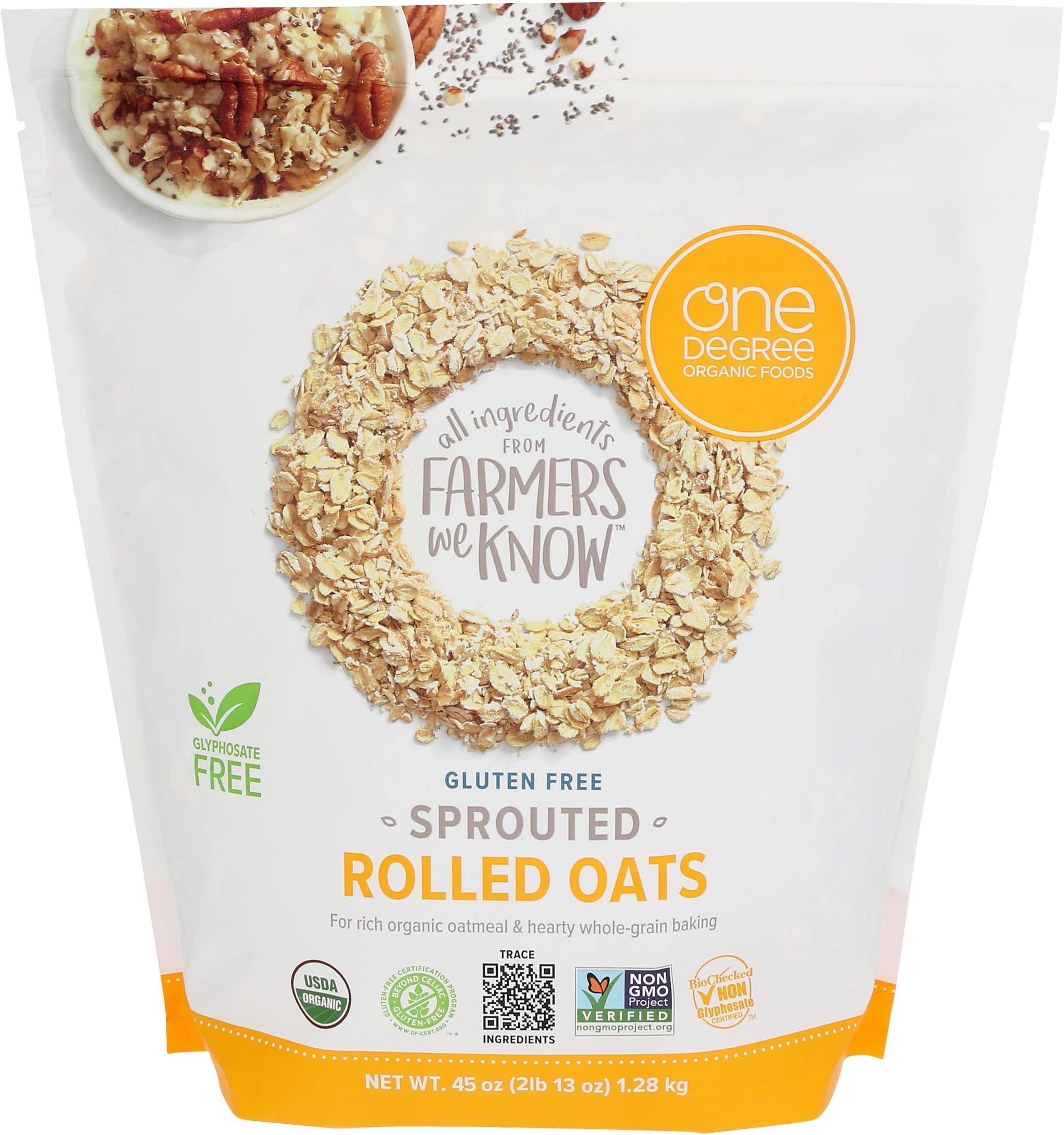 Amazon.com: One Degree Gluten Free Sprouted Rolled Oats 5 lbs. : One ...