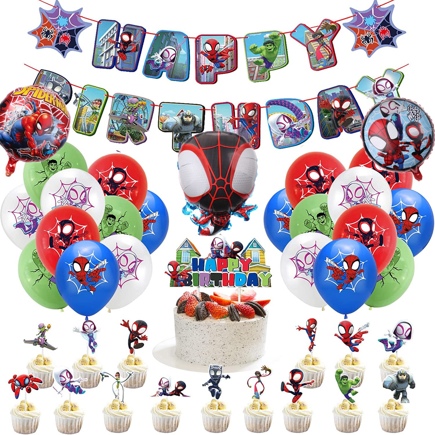 Number 4 Balloon Spiderman Party Decorations Spidey Party Decorations ...