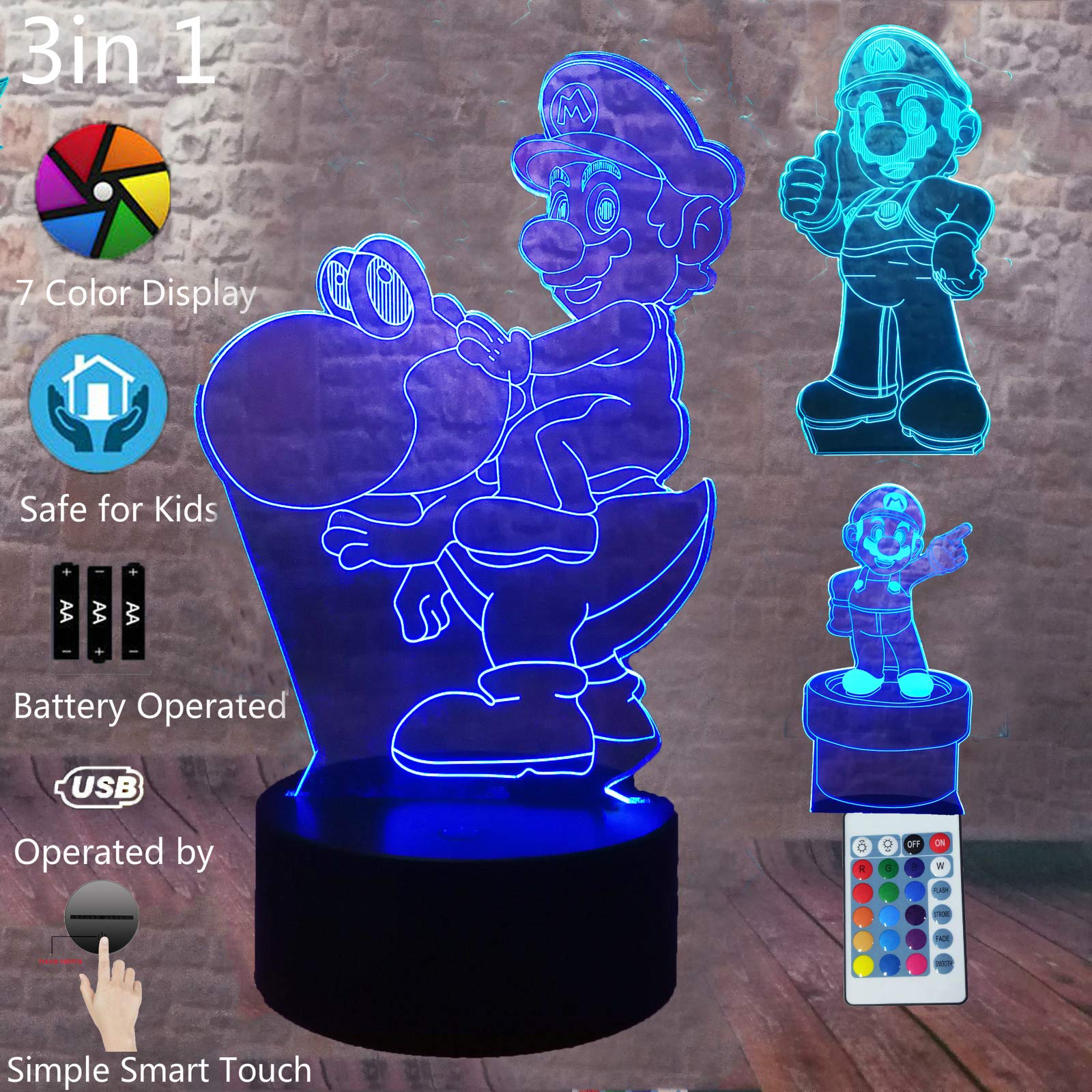 Buy 3in 1 Fanrui Game Super Mario Bros Yoshi Toad Action Figure 3D ...