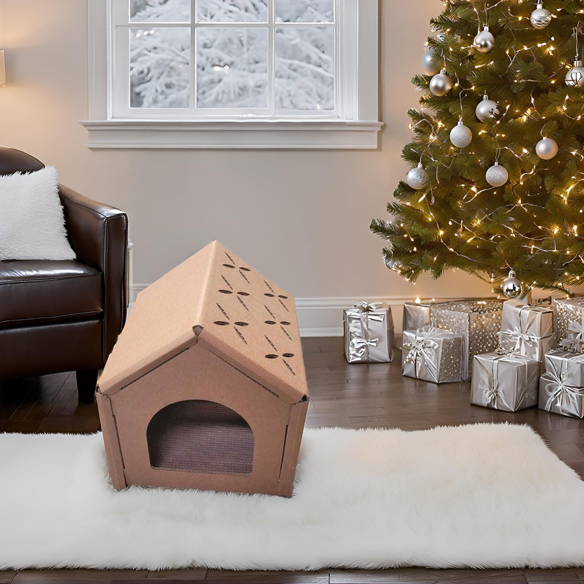 Amazon.com : PetPro Cardboard Cat House - Small, for Indoor Cats, Premium Corrugated Cardboard ...