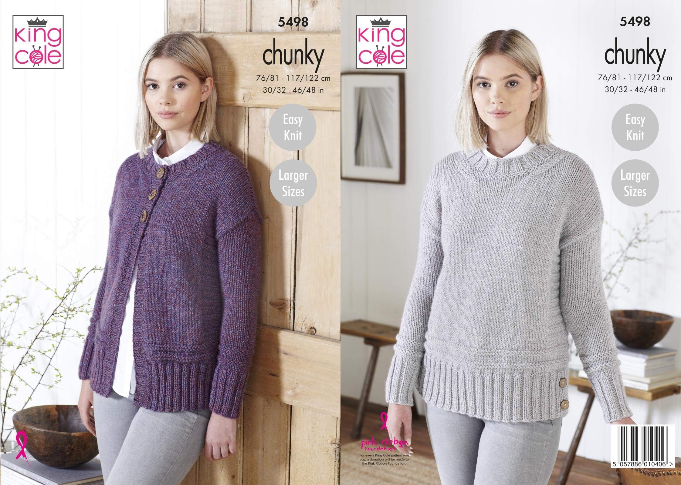 King Cole Ladies Chunky Knitting Pattern Raglan Sleeve Cable Knit ...