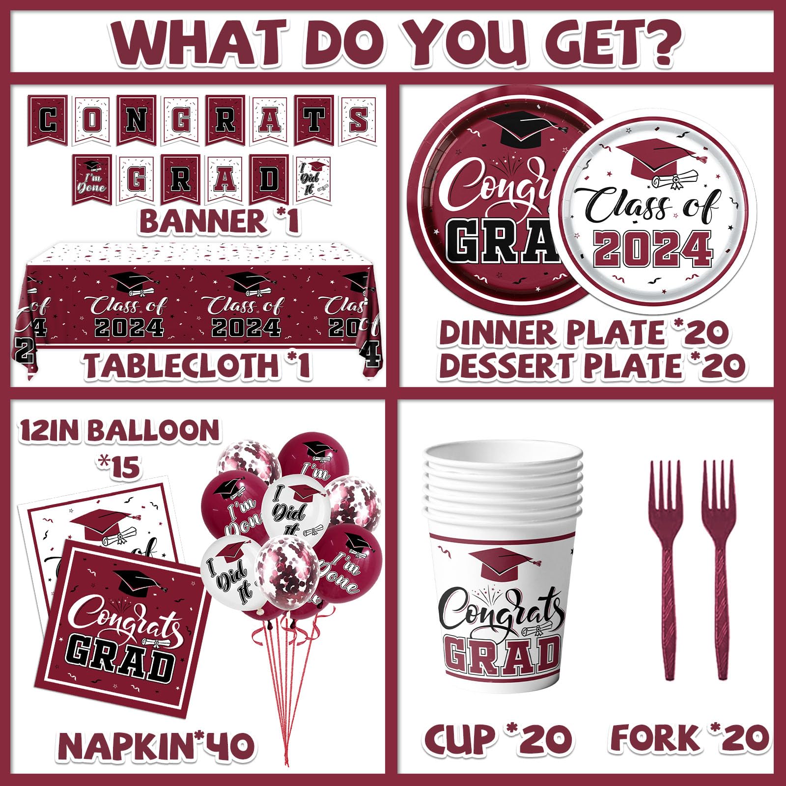 Snapklik.com : Graduation Party Decorations 2024 Maroon Graduation ...