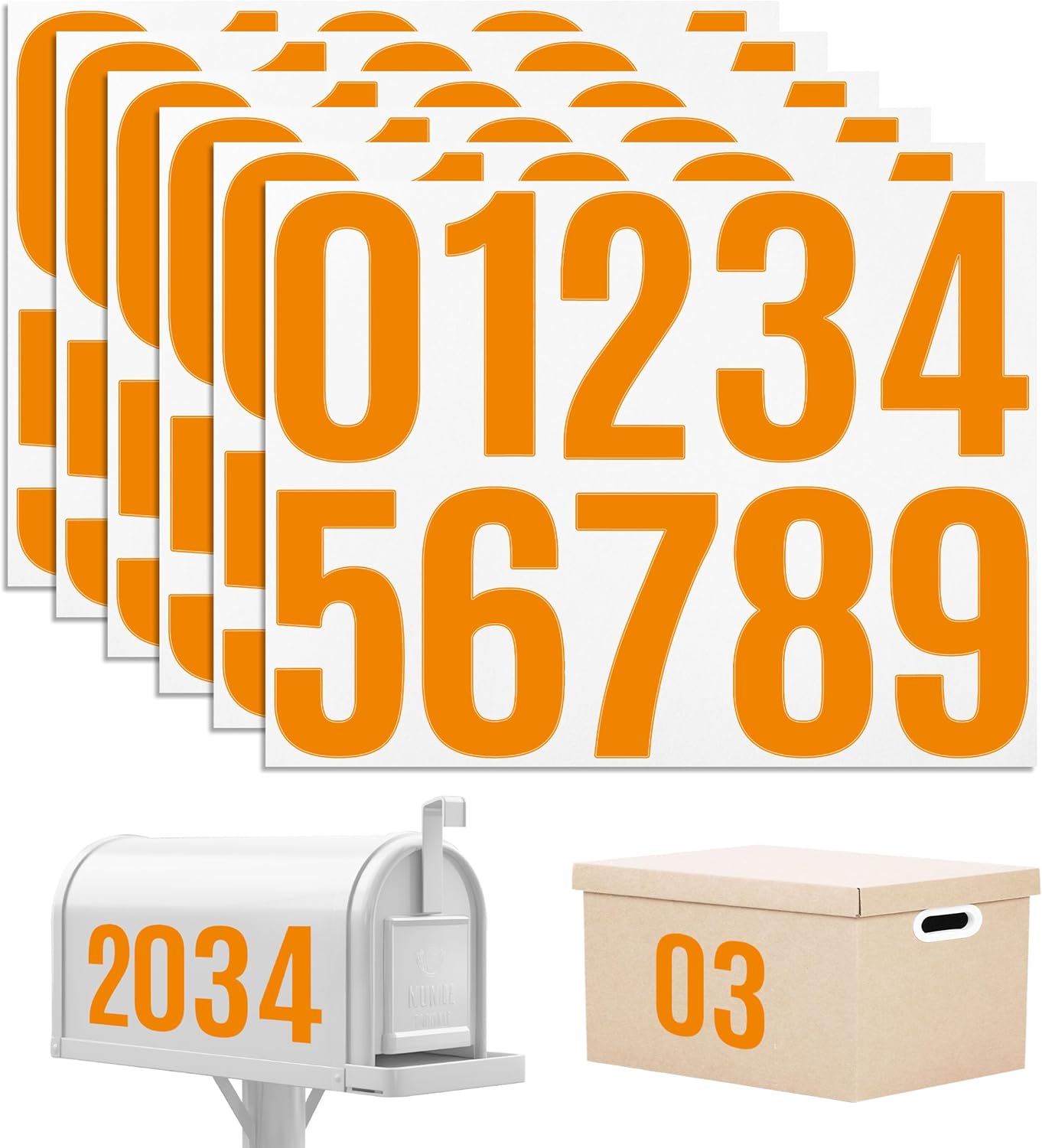 Amazon.com: 6 Sheets Mailbox Numbers Stickers 60 Pieces 4 Inch ...