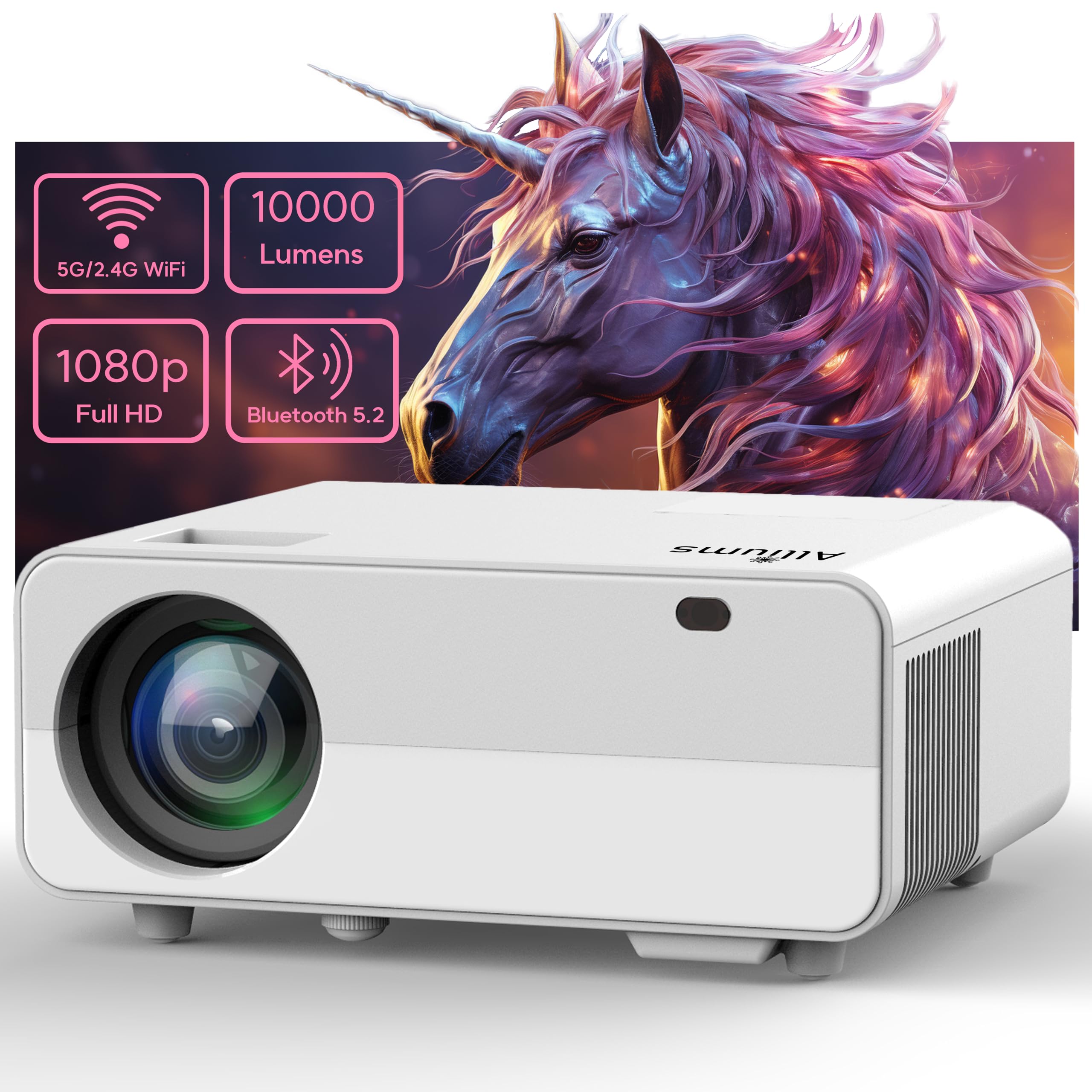 Alliums Portable Projector Native 1080p Full HD, 300 Inch Display ...