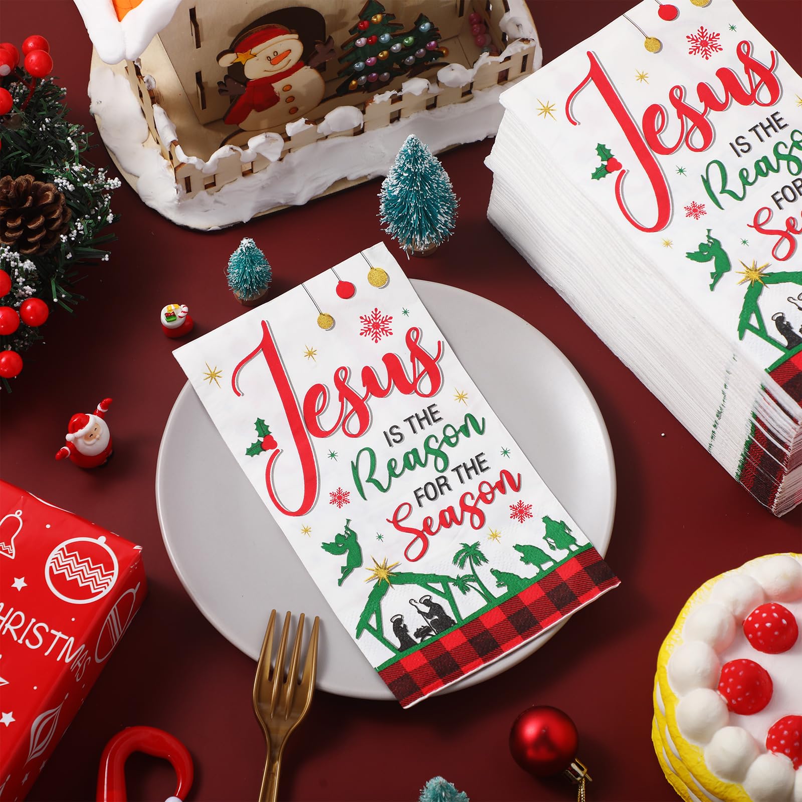 Snapklik.com : Pasimy 100 Pcs Christmas Nativity Paper Napkin ...