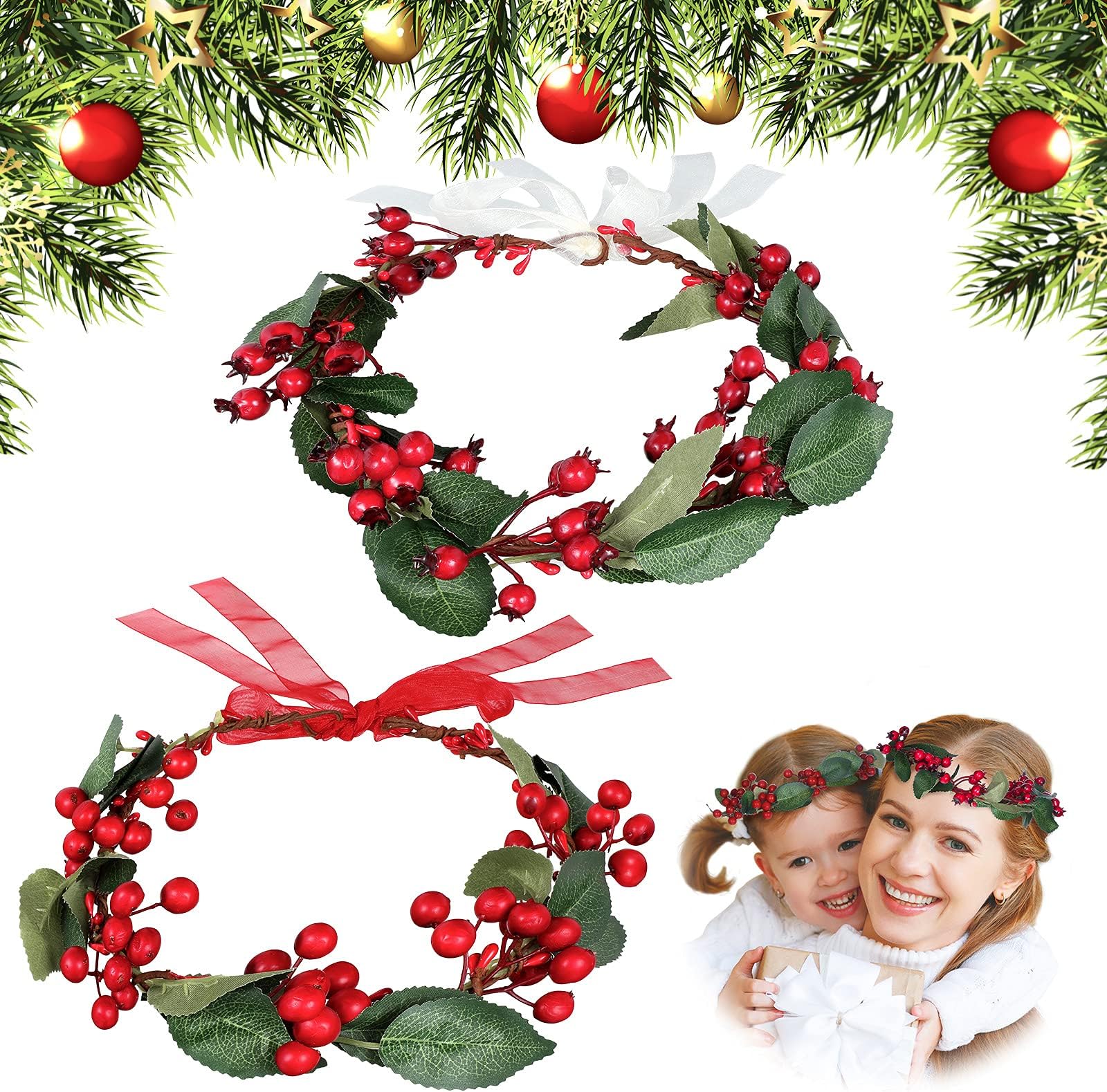 Amazon.com : Floral Fall Christmas Flower Crown Vintage Nature Berries ...