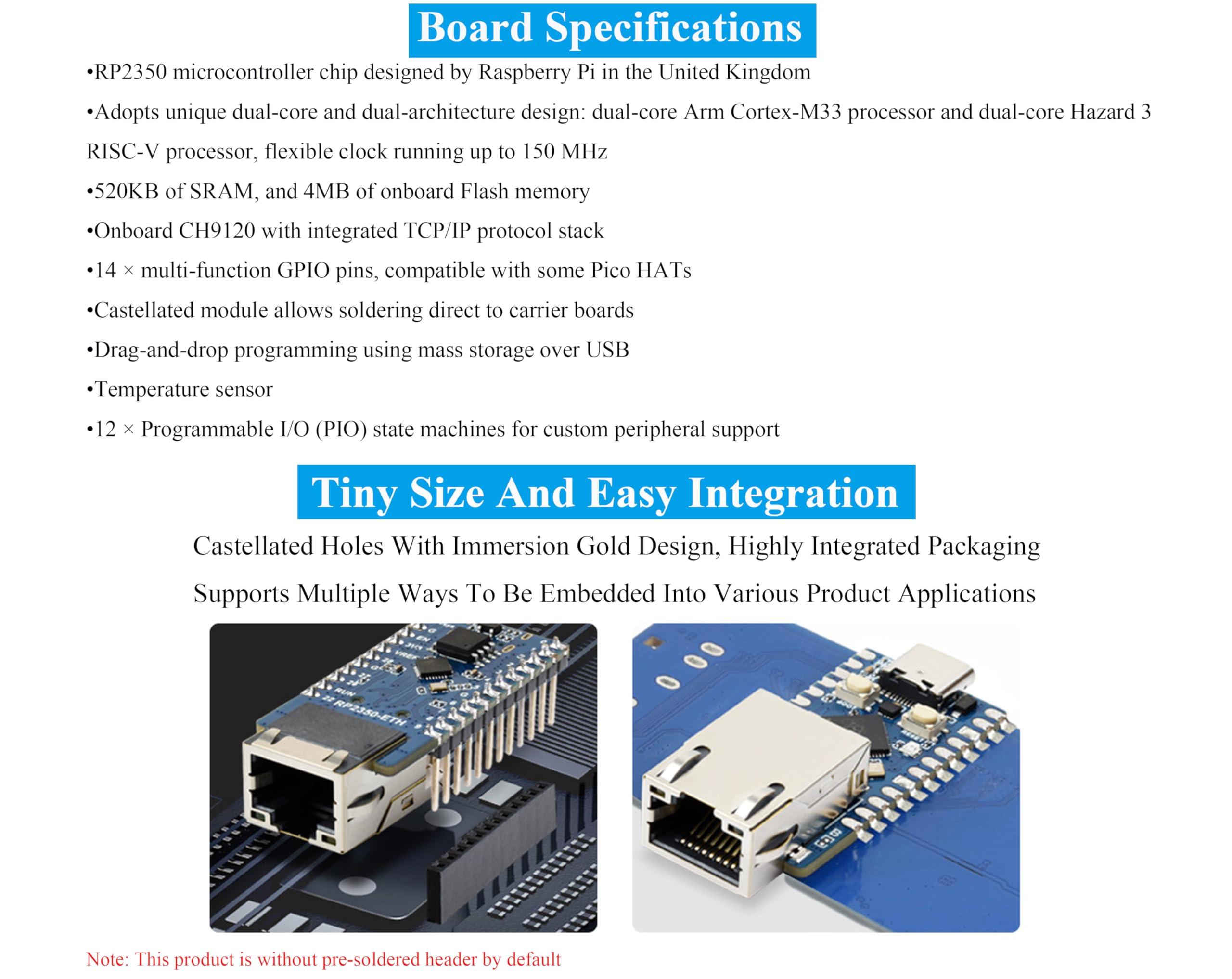 Snapklik.com : RP2350-ETH Mini Development Board, RP2350 Ethernet Port Module, RPi ...