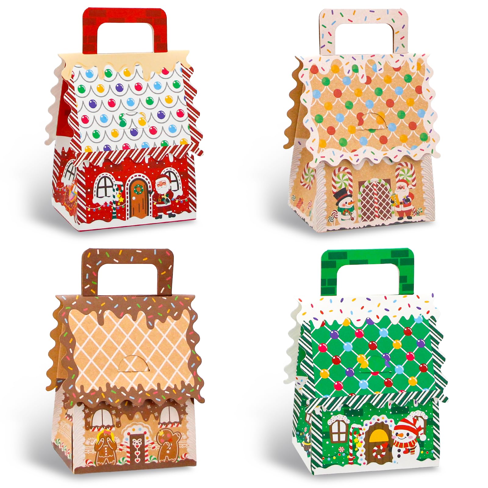 Amazon.com: yunhuatdm 24PCS Christmas House Treat Boxes with Handle ...