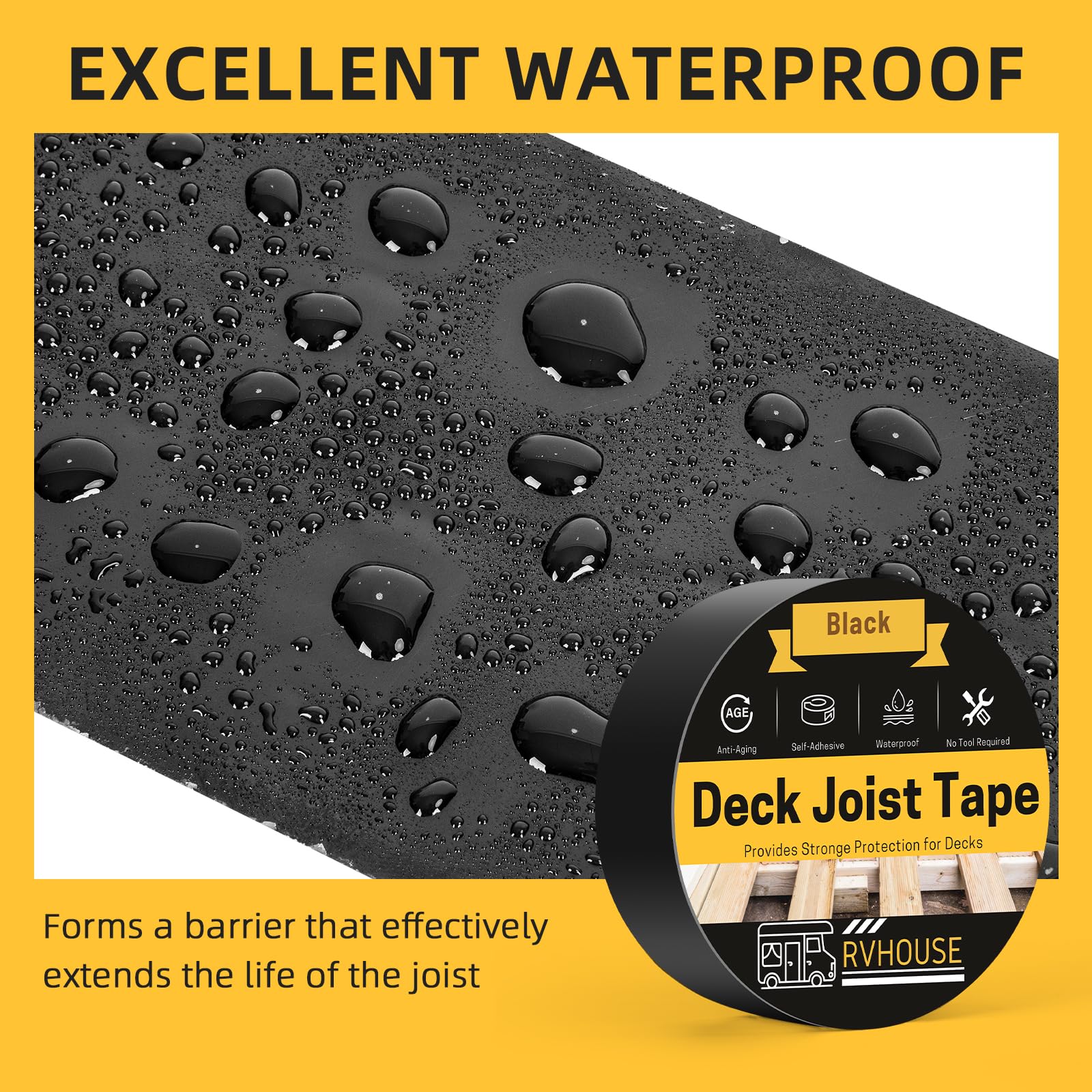Snapklik.com : Rvhouse Deck Joist Tape 4 Inch X 50 Feet Waterproof ...
