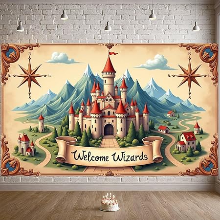 Amazon.com : Welcome Wizards Banner Wizard Party Backdrop Magic School ...