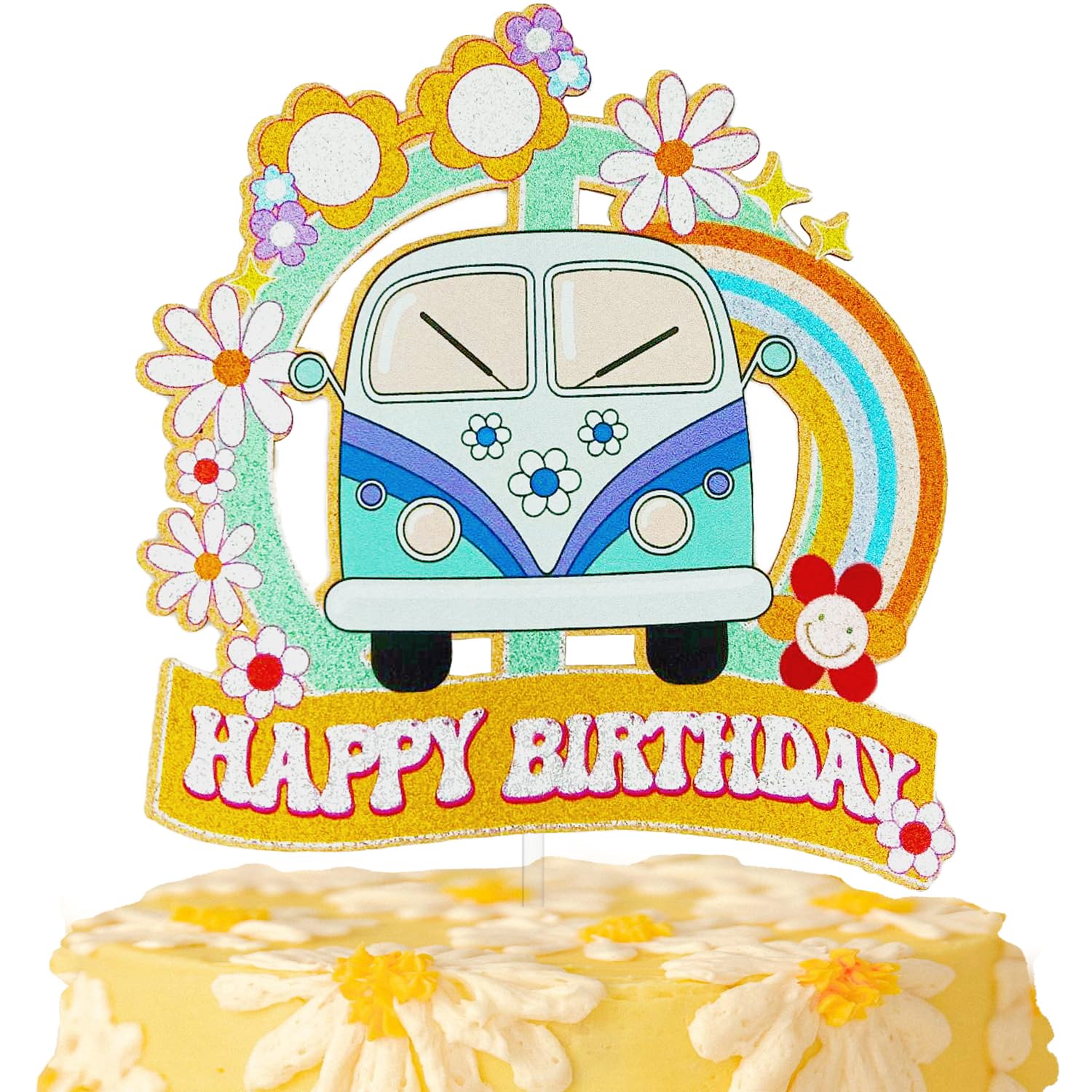 Amazon.com: Groovy Camper Van Cake Topper, Groovy Birthday Cake Decor ...