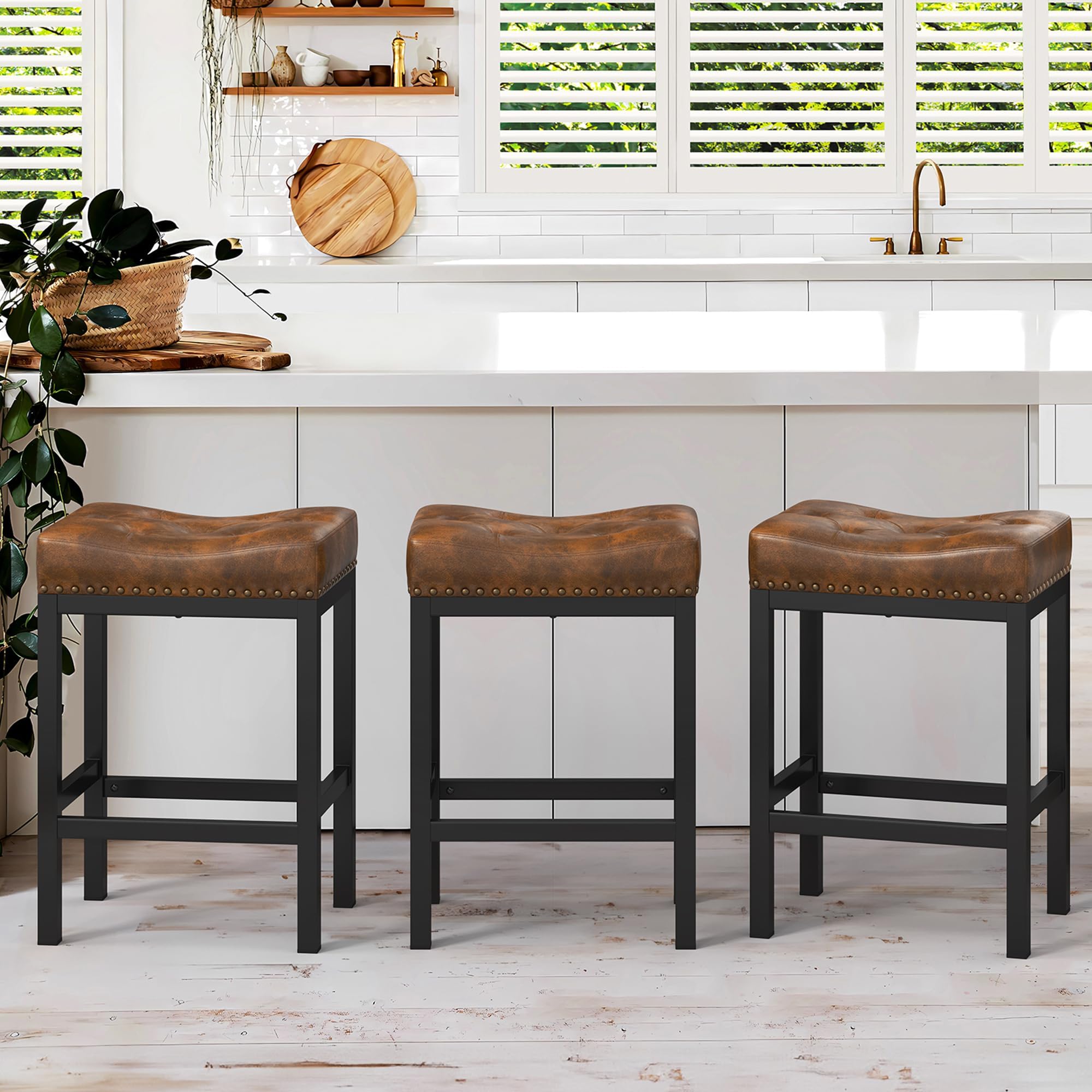 Amazon.com: DUMOS Bar Stools Set of 4, 24 inch Counter Height Bar ...