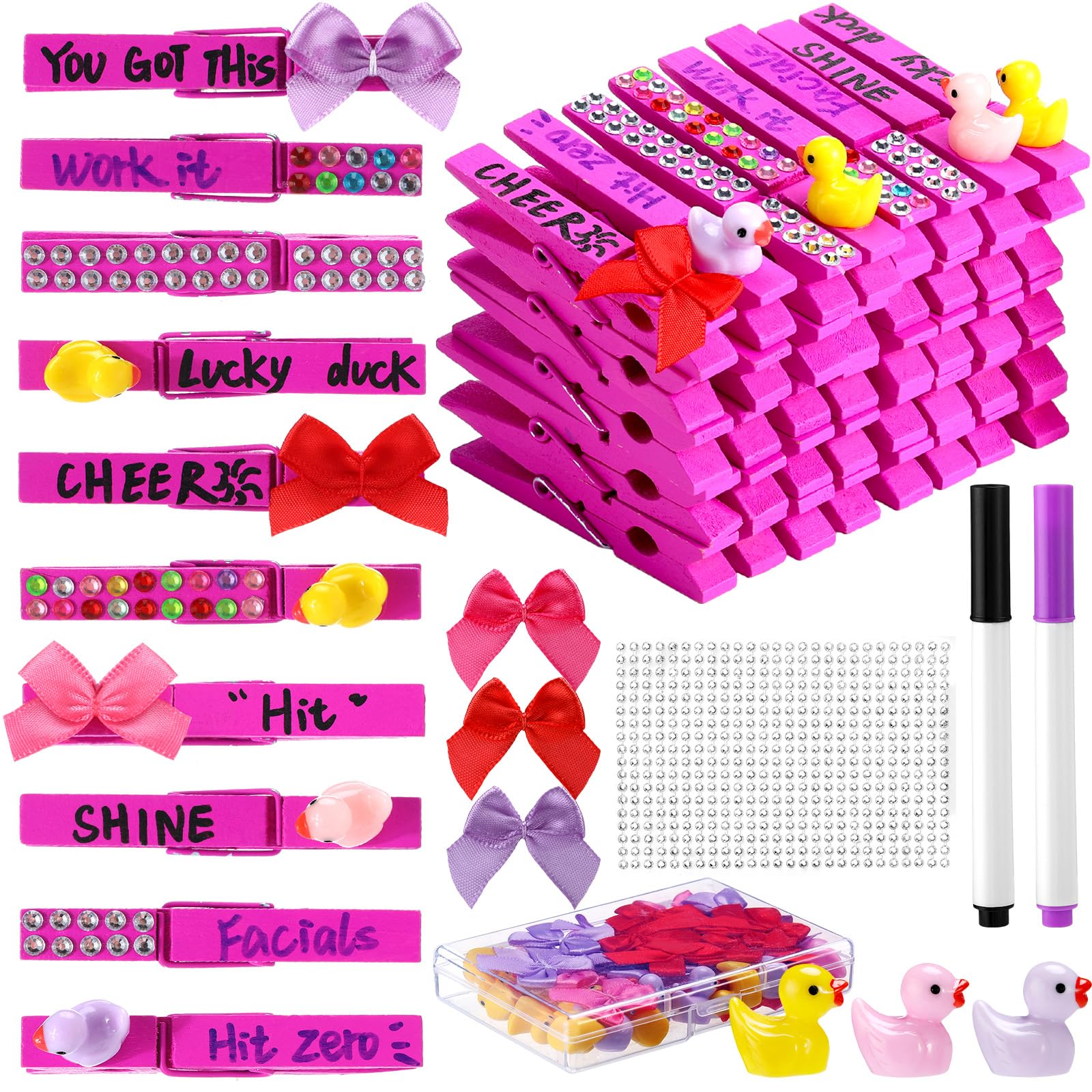 Amazon.com: Dingion 60 Set Cheer Pins Spirit Clips Include 60 Wooden ...