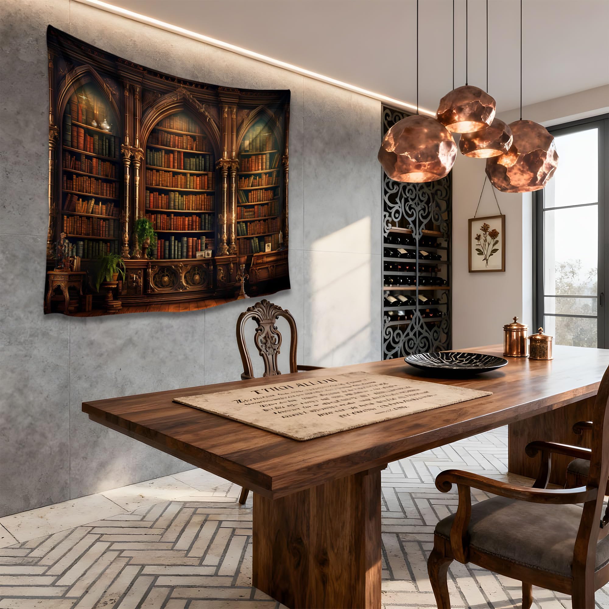 Snapklik.com : Medieval Bookshelf Tapestry Vintage Library Bookcase ...