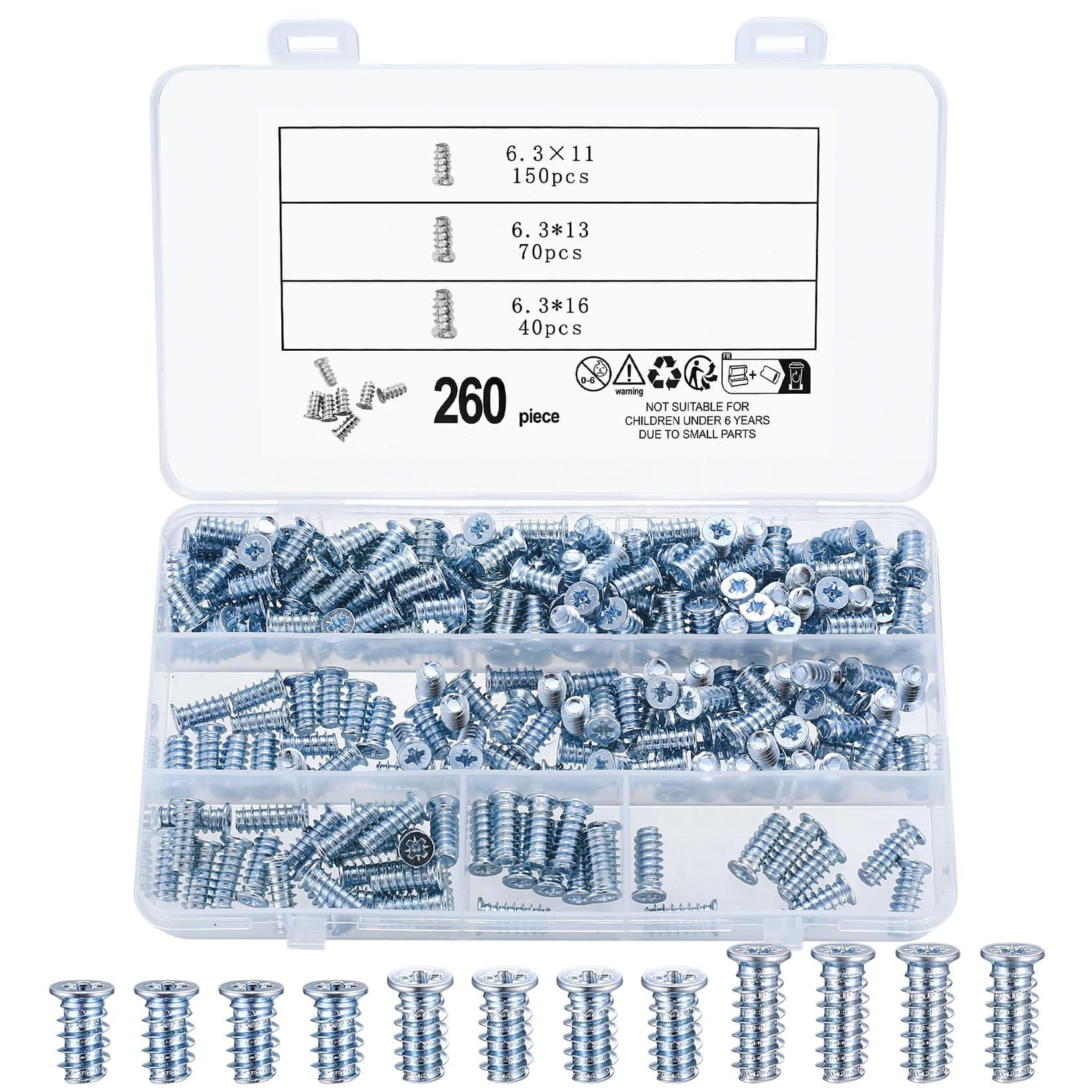 260 Pcs Euro Screws for Hinges Screws, Flat Head Countersunk Screws for ...
