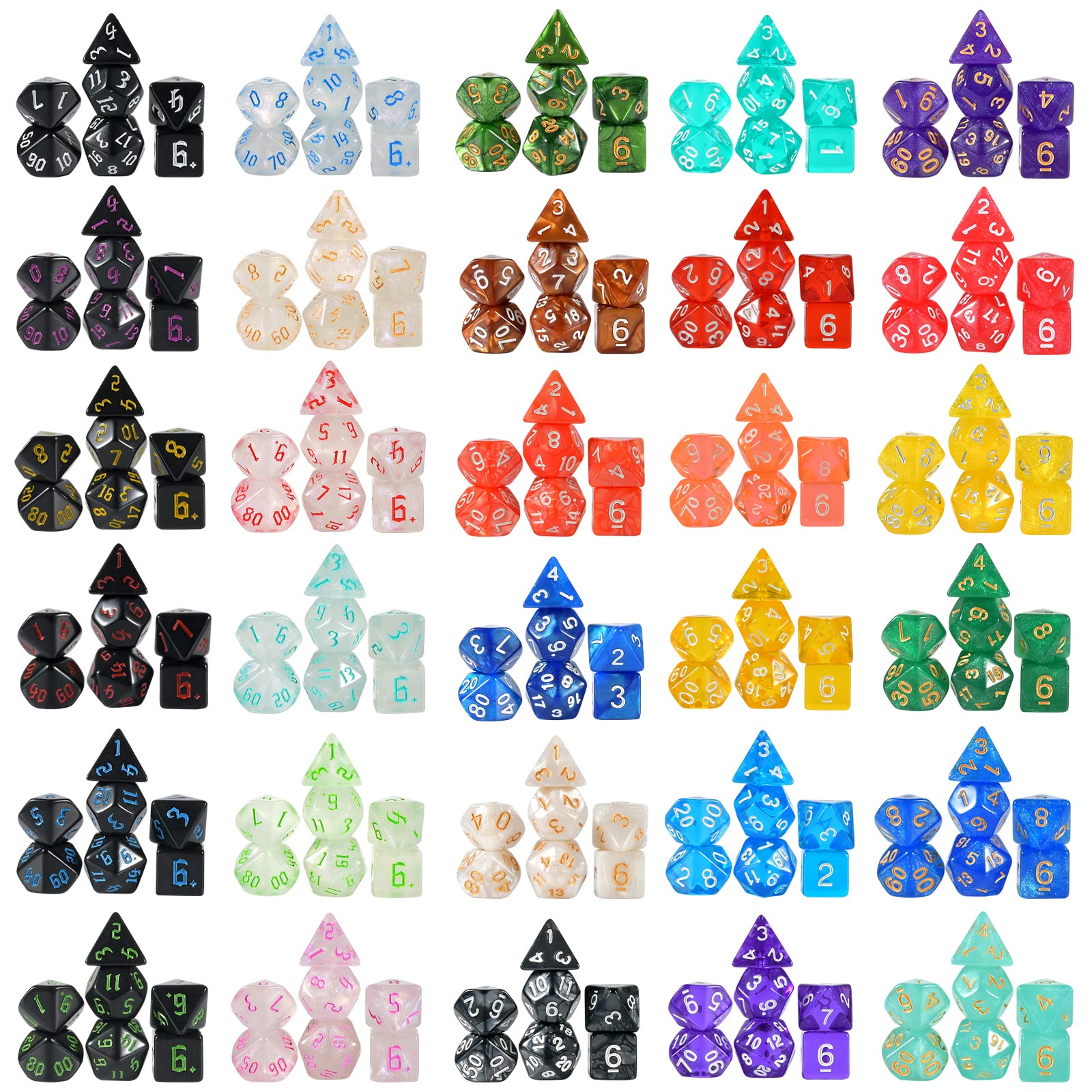FLASHOWL Dice Set di 30 set D20 Dice Dice Set Pearl Dice 210 pz ...