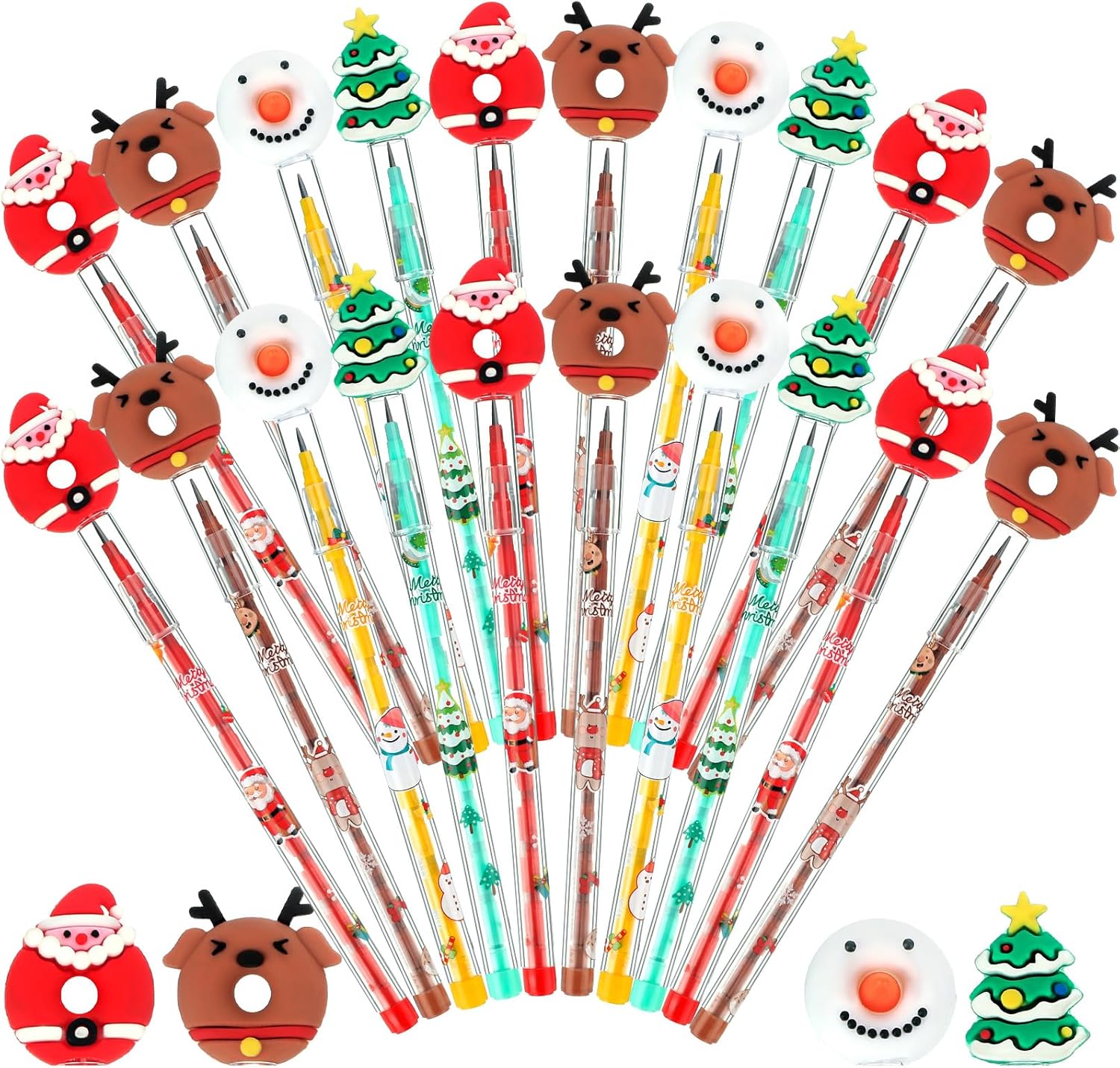 Amazon.com : Qilery 48 Pcs Multi Point Stackable Push Pencils with ...