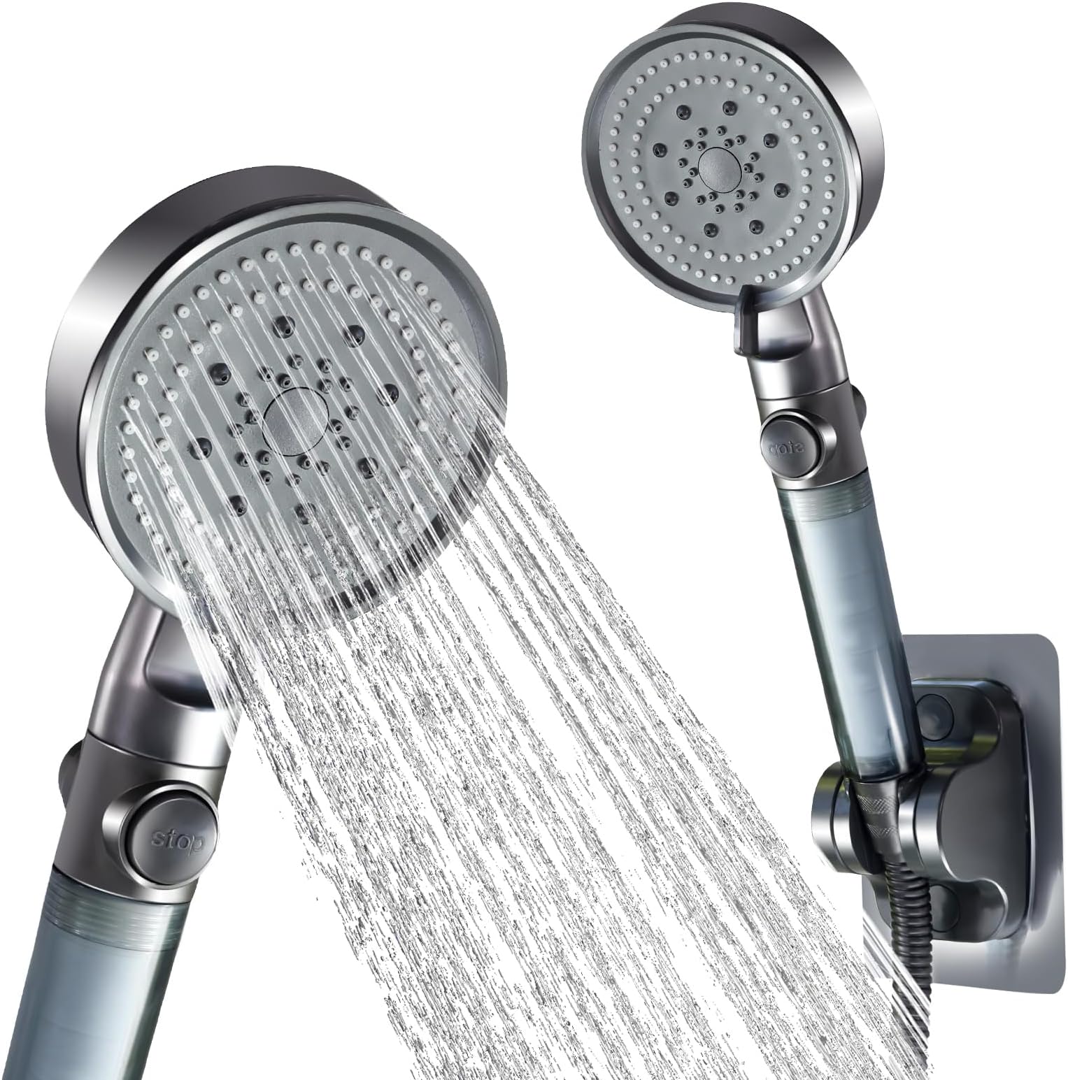 High Pressure 6-Setting 3.5" Chrome Face Handheld Shower with Hose for ...