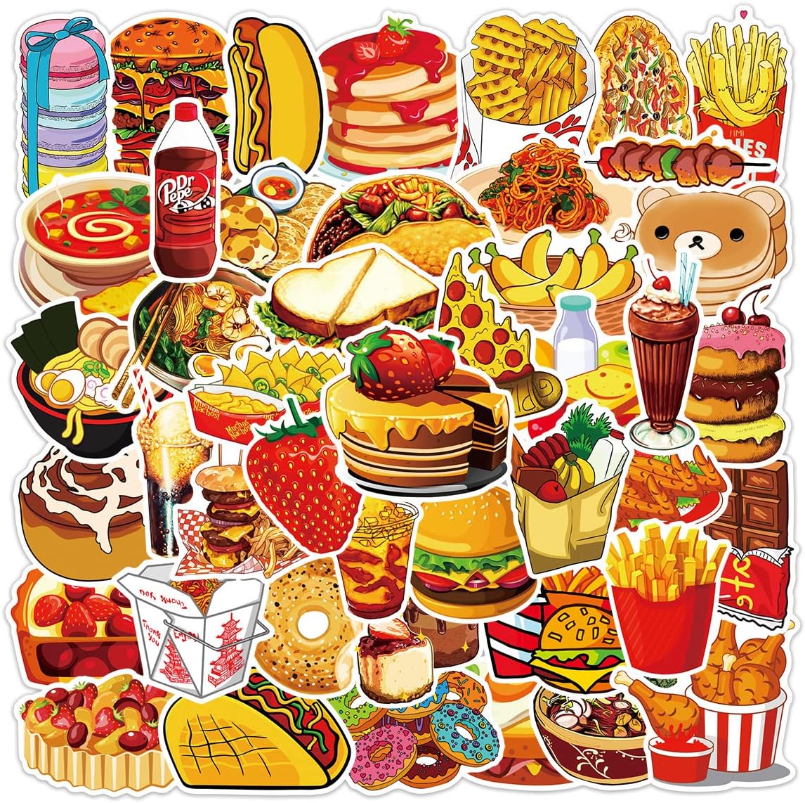 Amazon.com: 50Pcs Food Stickers, Cute Food Stickers for Kids, Kids ...