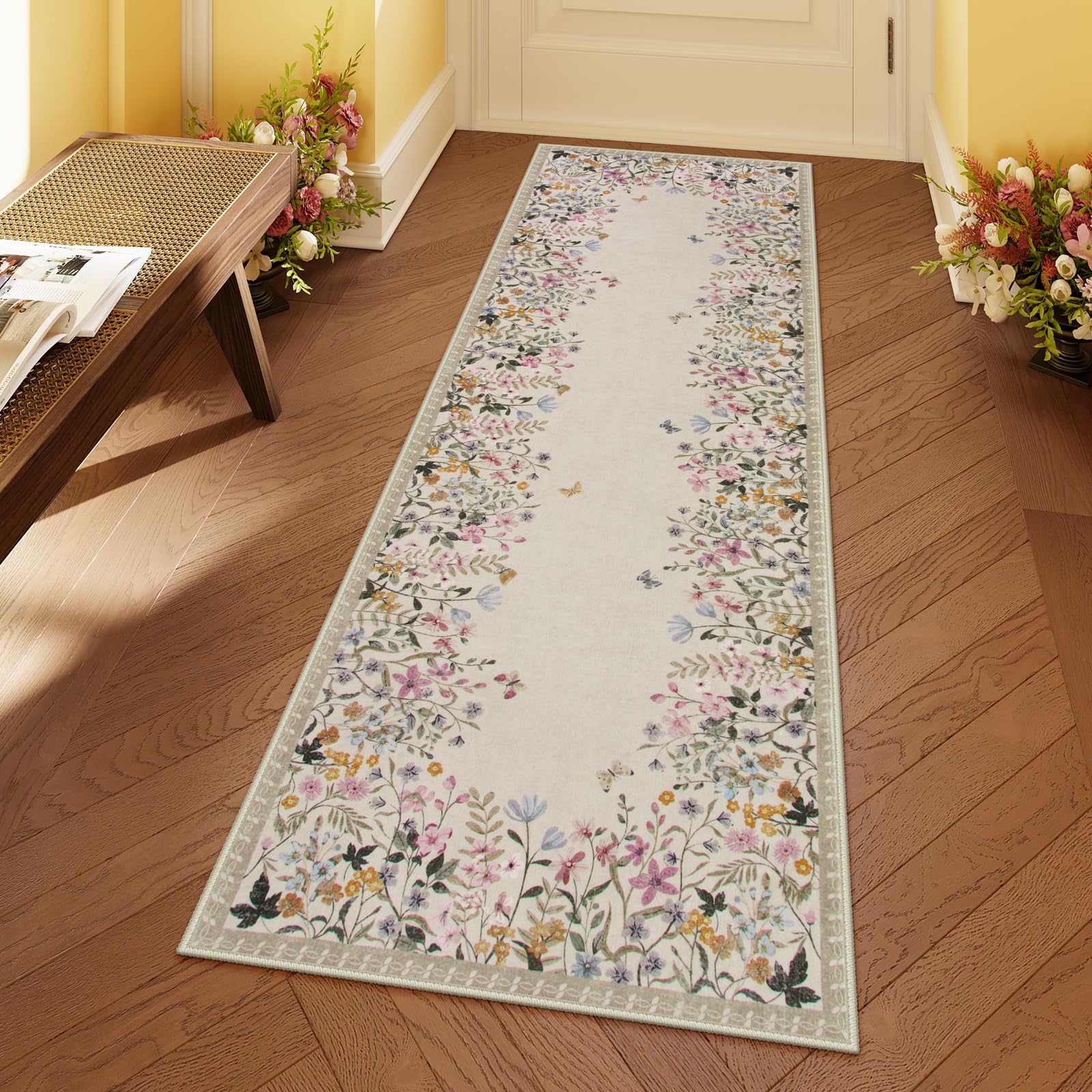 Amazon.com: Lahome Boho 2x6 Bathroom Runner Rugs Non Slip Washable ...