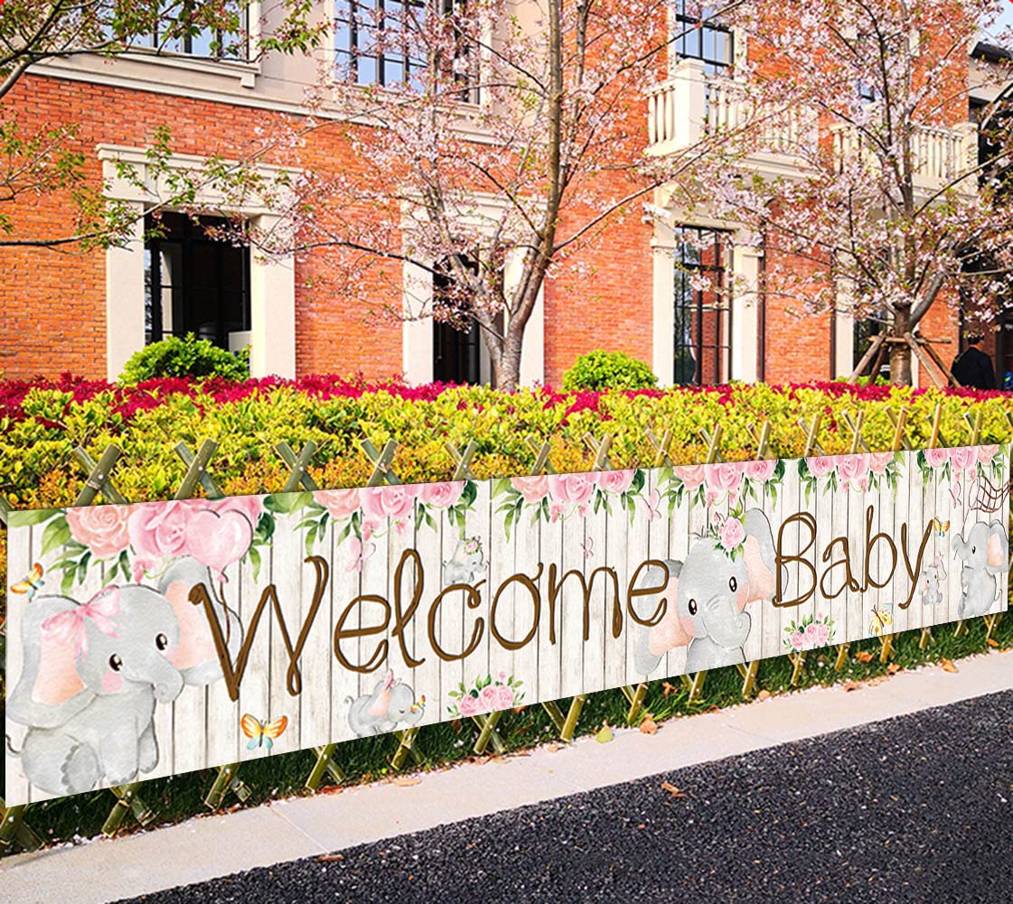 Snapklik.com : CHXSM 9.8 X 1.6 Ft Pink Elephant Welcome Baby Yard Sign ...