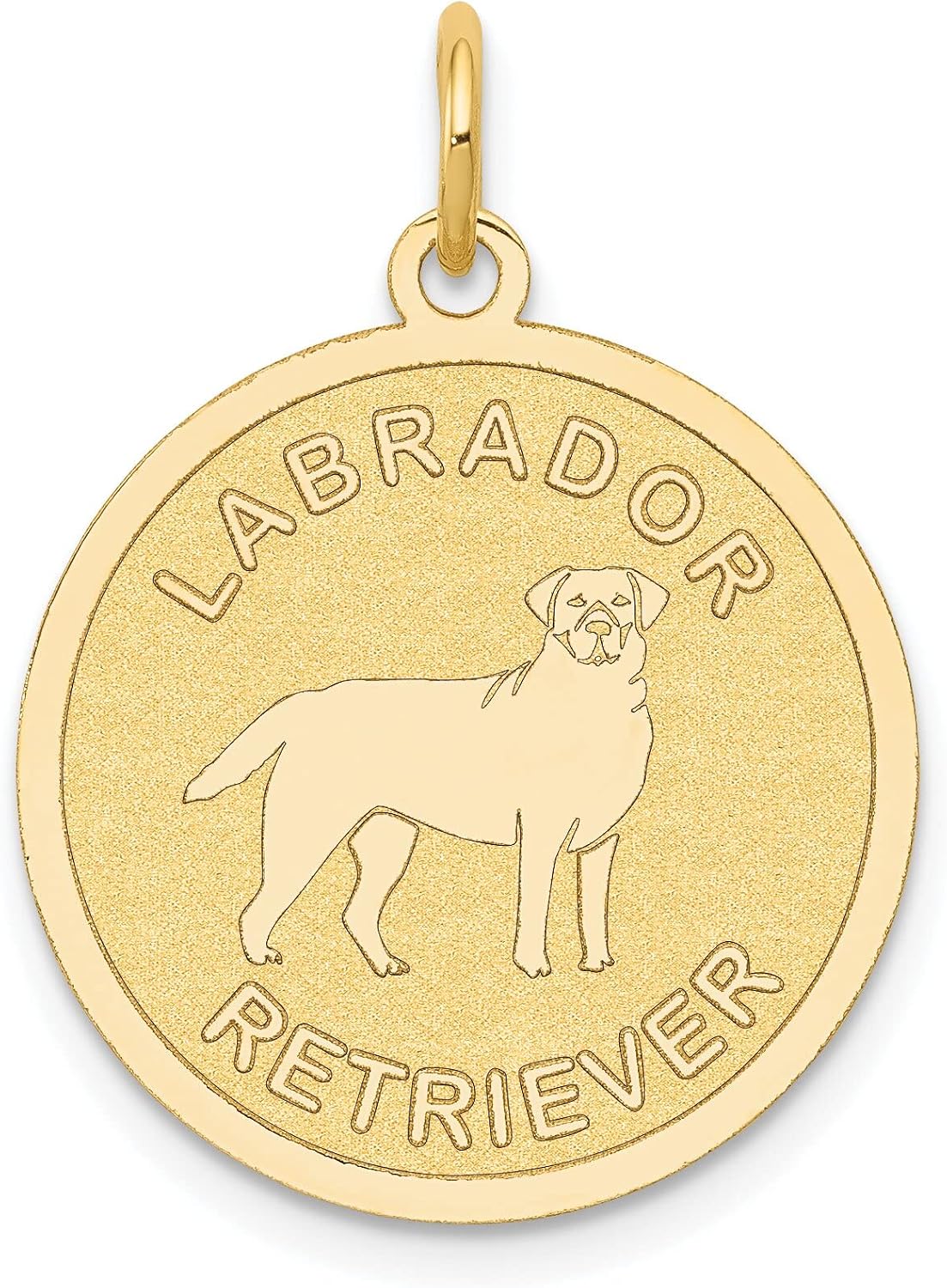 Amazon.com: 14K Yellow Gold Labrador Retriever Disc Charm Pendant ...